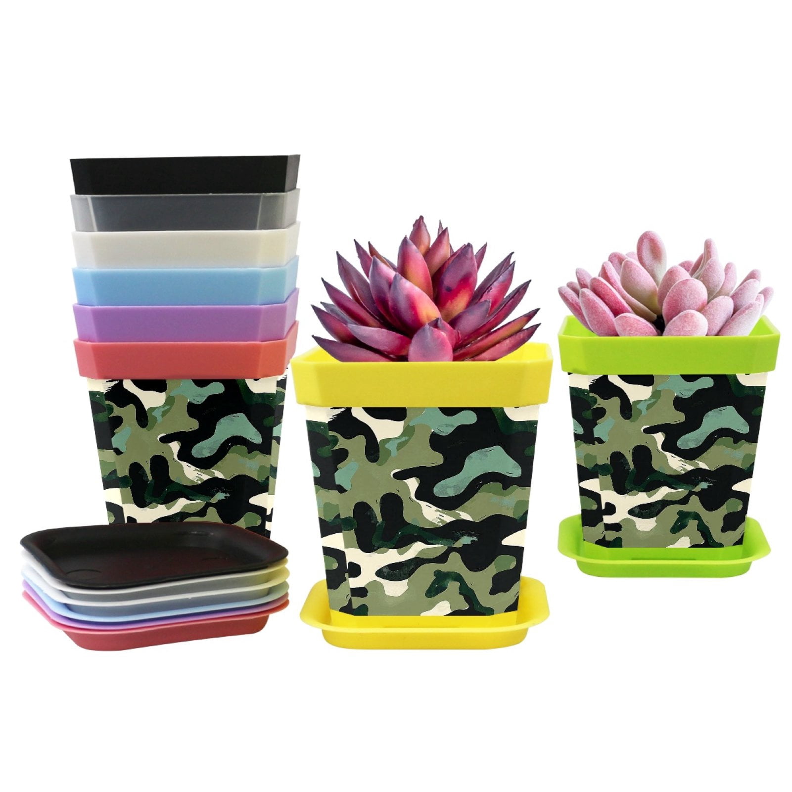 8 Pcs Decorative Flower Pots,Small Plastic Plant Pots,Planter Pots for ...