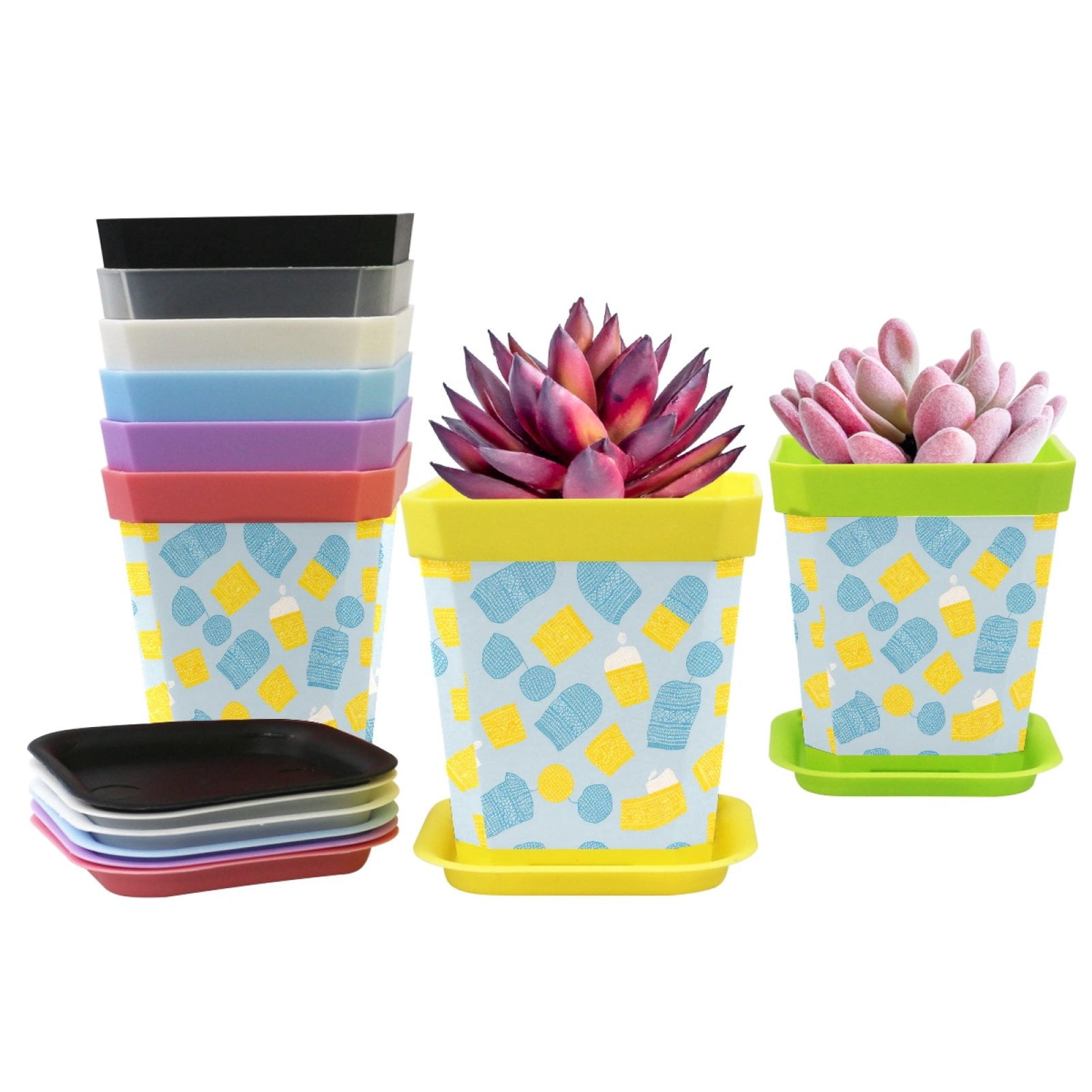 8 Pcs Decorative Flower Pots,Small Plastic Plant Pots,Planter Pots for ...