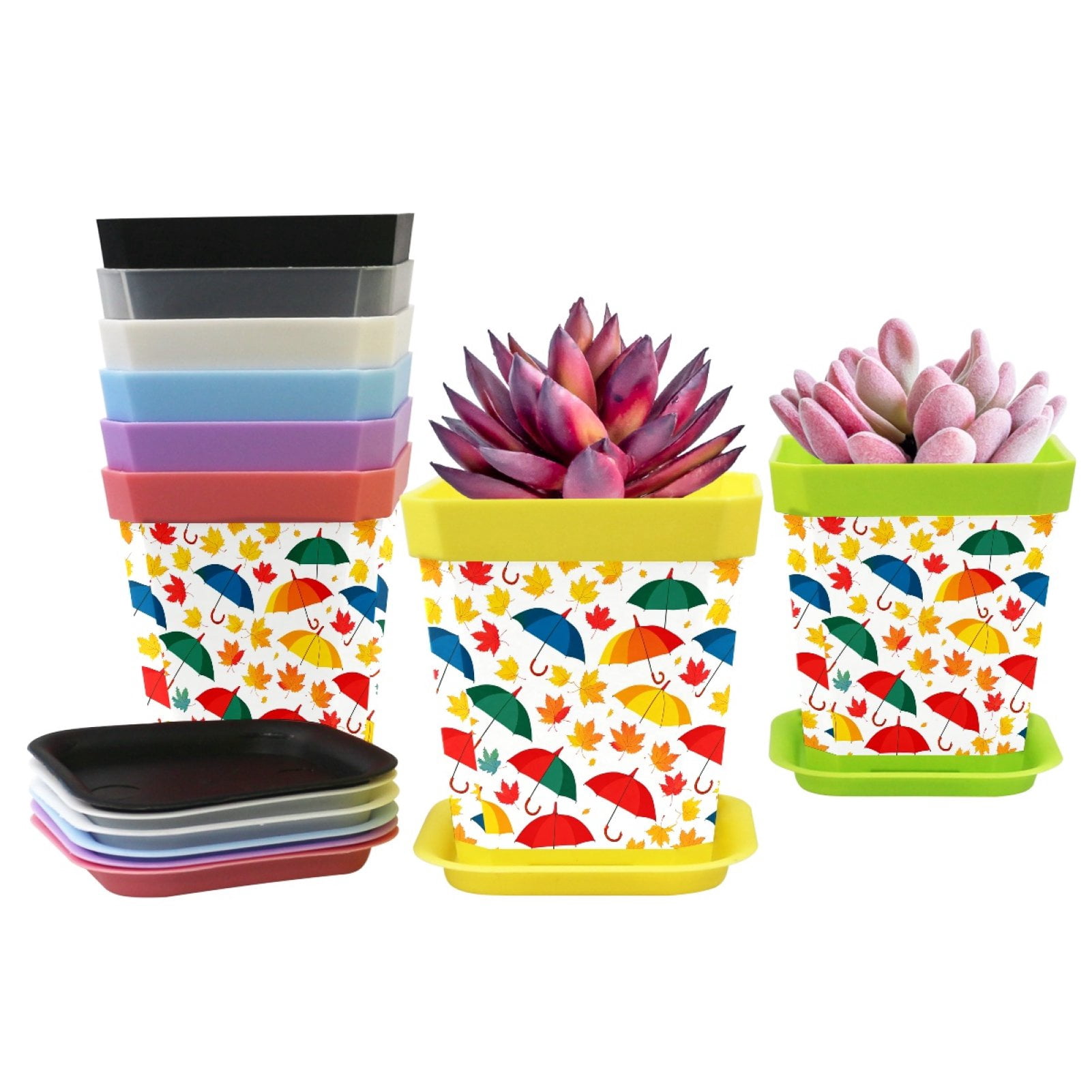 8 Pcs Decorative Flower Pots,Small Plastic Plant Pots,Planter Pots for ...