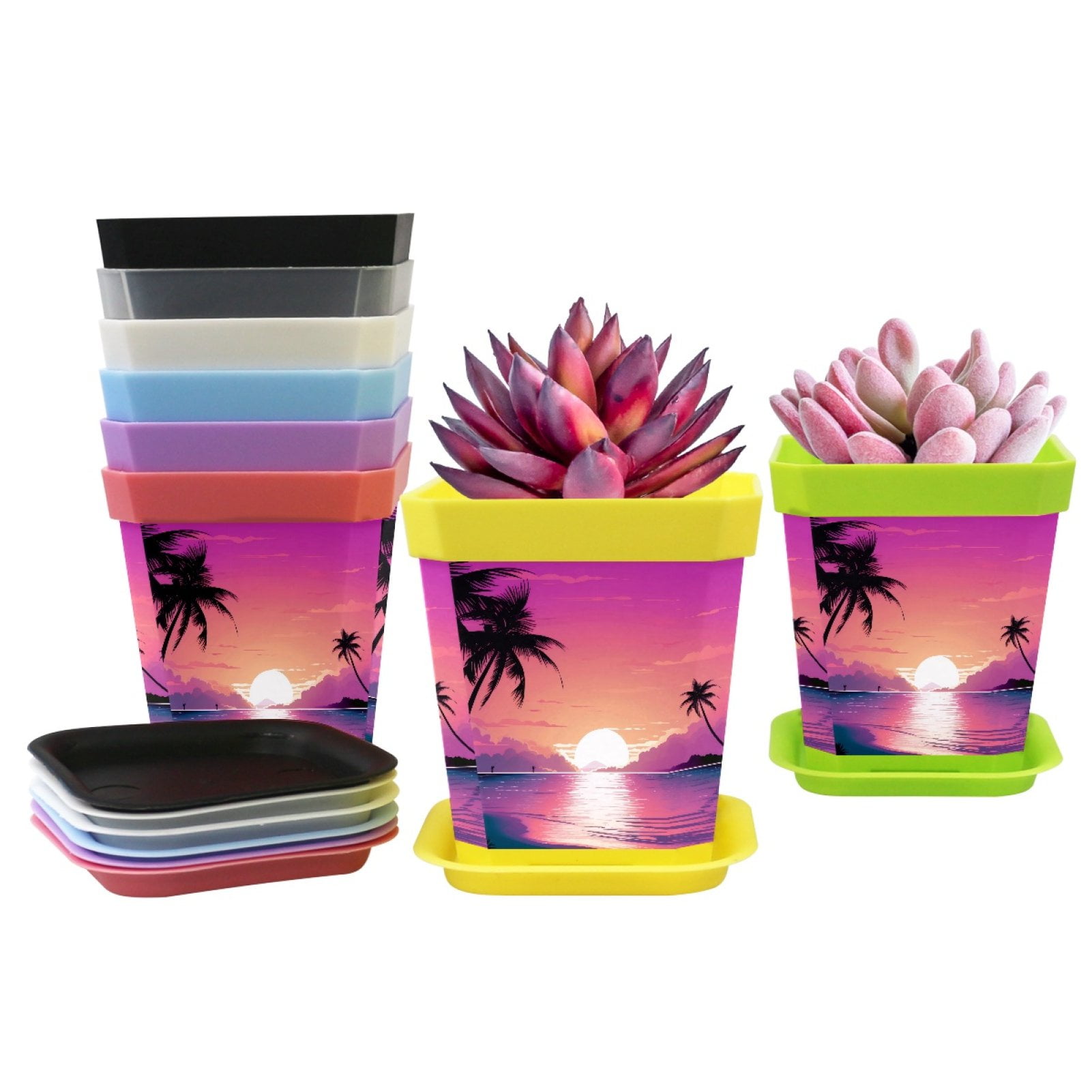 8 Pcs Decorative Flower Pots,Small Plastic Plant Pots,Planter Pots for ...