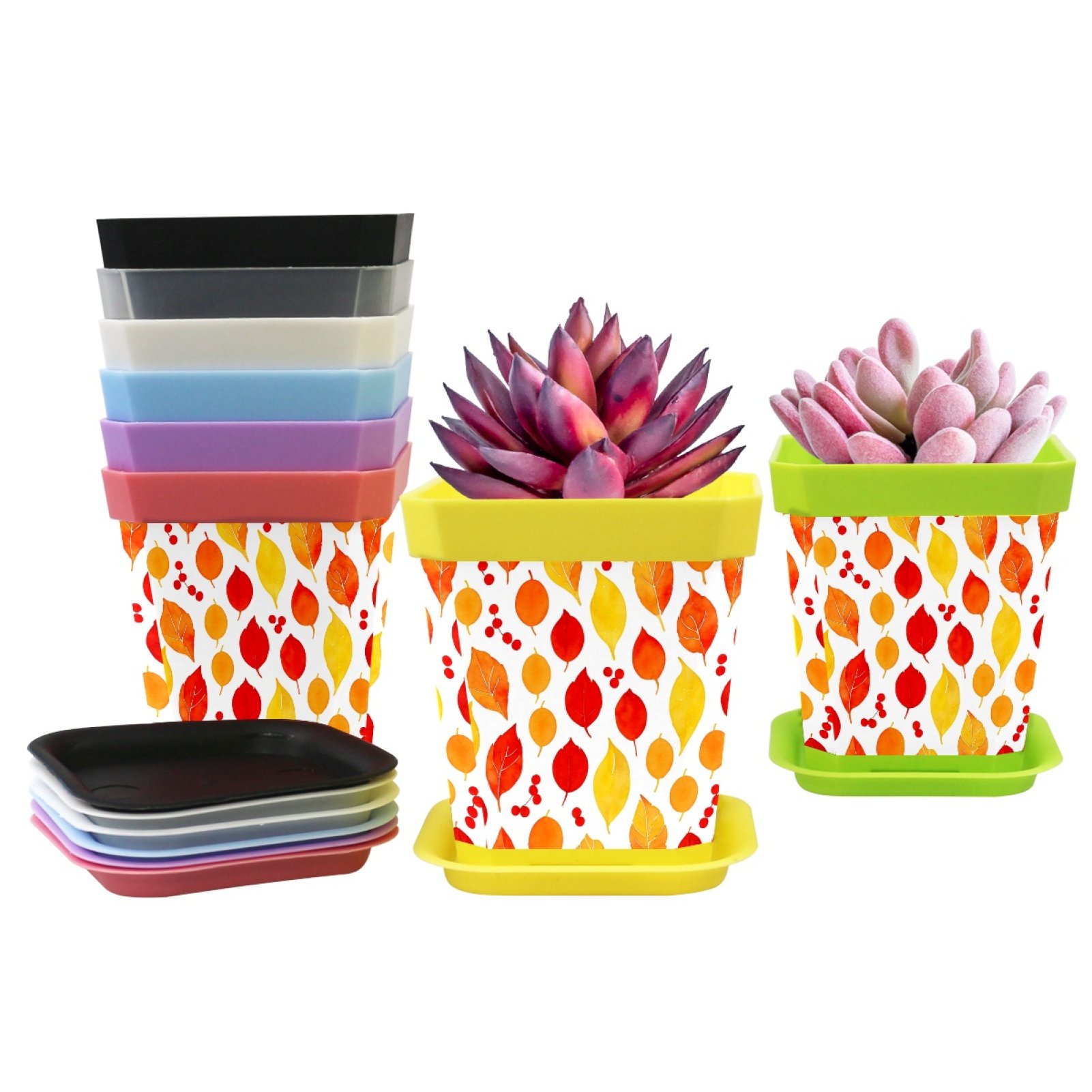 8 Pcs Decorative Flower Pots,Small Plastic Plant Pots,Planter Pots for ...