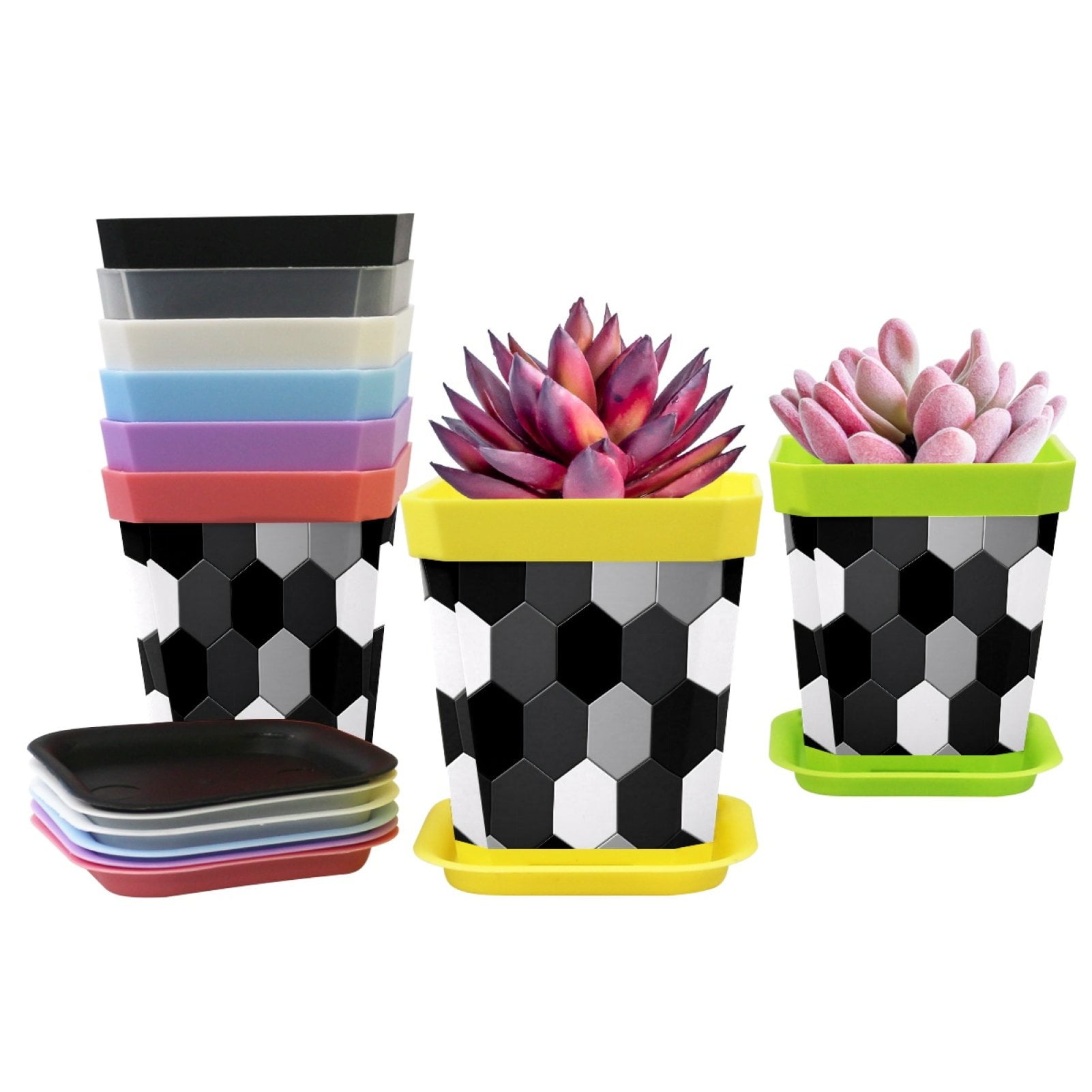 8 Pcs Decorative Flower Pots,Small Plastic Plant Pots,Planter Pots for ...