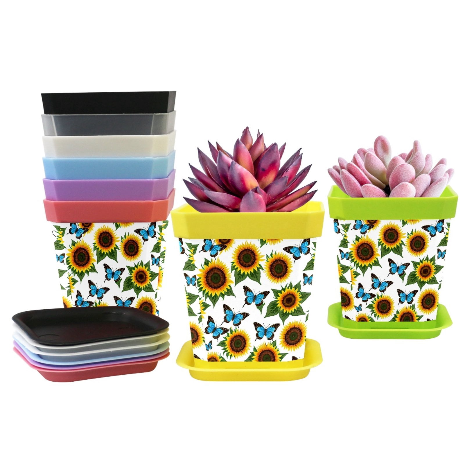 8 Pcs Decorative Flower Pots,Small Plastic Plant Pots,Planter Pots for ...