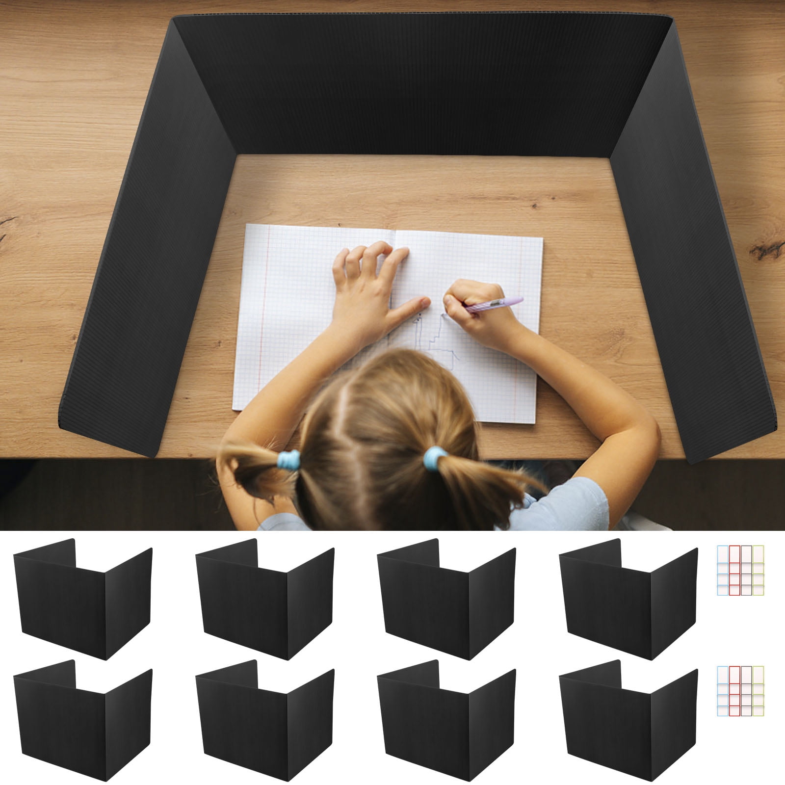 8 Pcs Desk Privacy Divider with Stickers Reusable Plastic Study Carrel ...