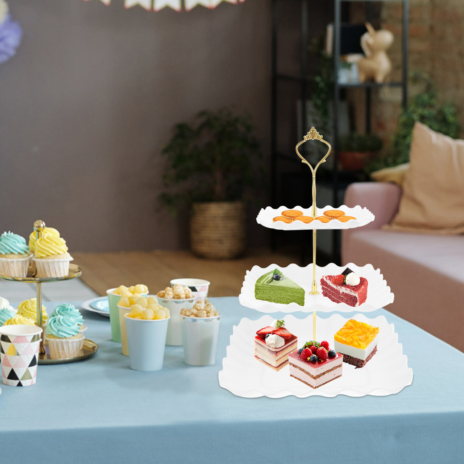 8 Pcs Dessert Table Display Set 2 Pcs 3 Layers Cupcake Stand and 6 Pcs ...
