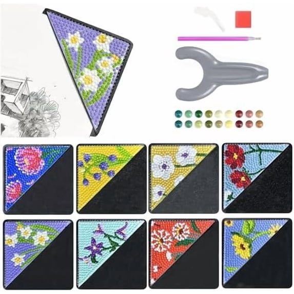 8 Pcs Diamond Art Painting Bookmarks Kit for Adult, DIY Diamond Paint ...