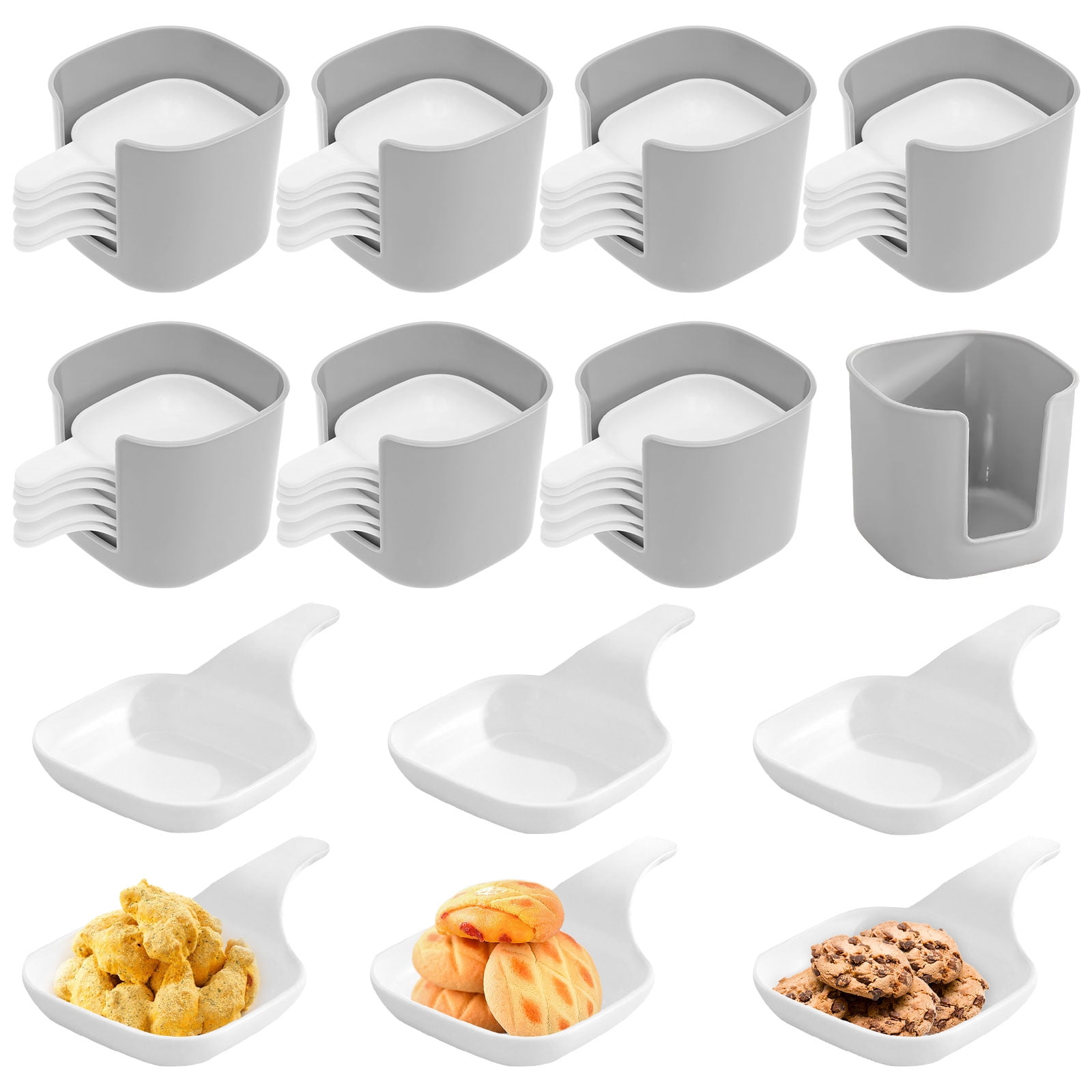 8 Pcs Dipping Sauce Plate and Holder Set Reusable Plastic Dipping Sauce ...