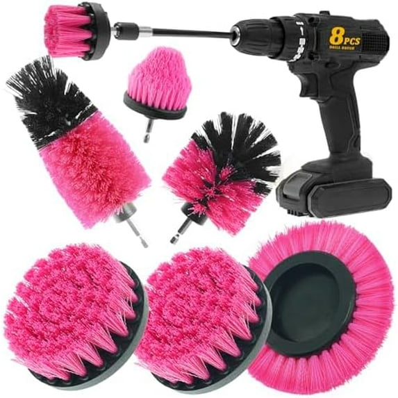 8 Pcs Drill Brush Attachment Set, Power Cleaning Scrub Brush Kit with ...