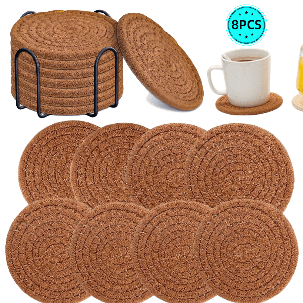 8 Pcs Drink Coasters With Holder, Absorbent Coasters For Drinks ...