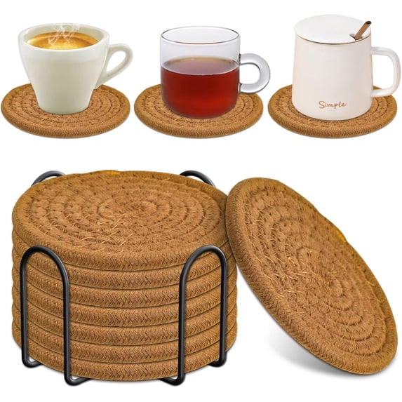8 Pcs Drink Coasters with Holder, Absorbent for Drinks, Minimalist ...