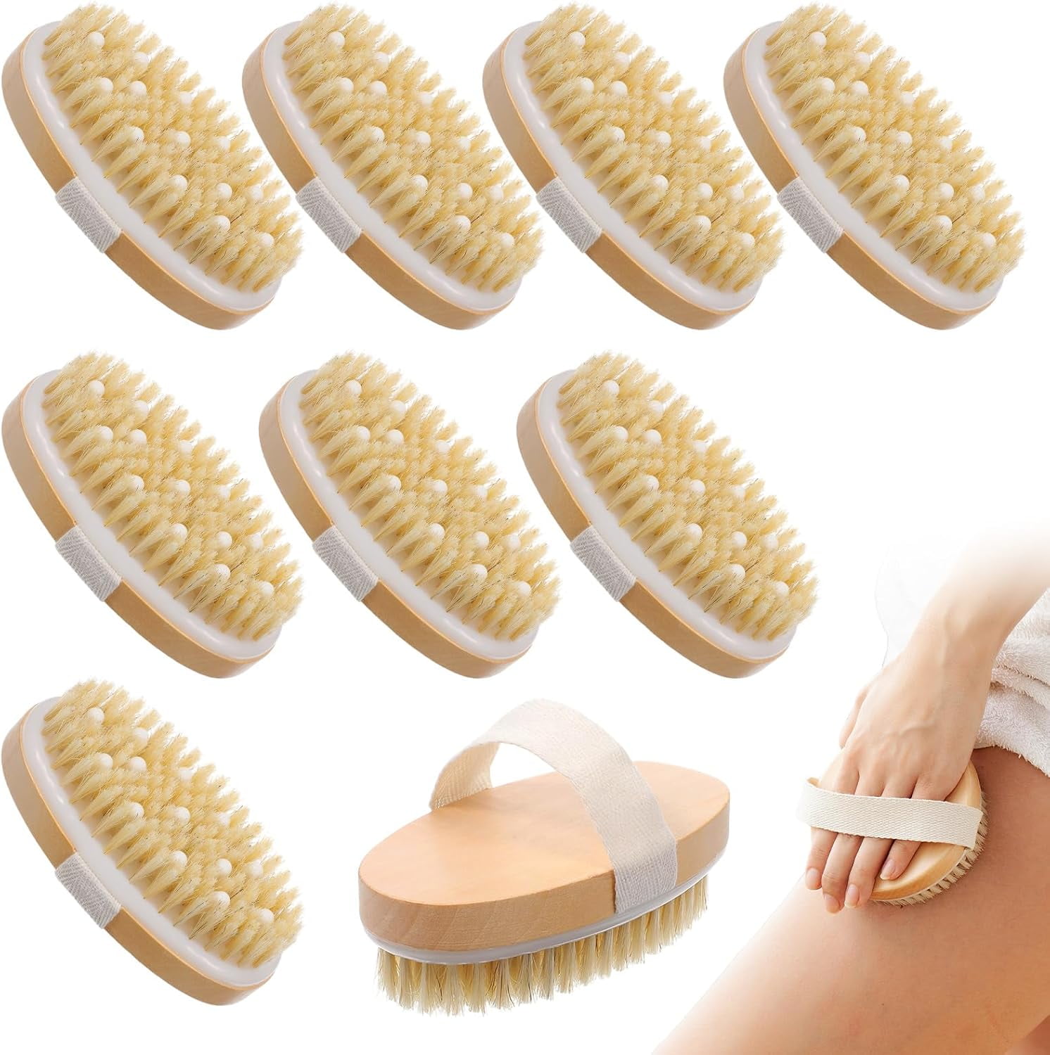 8 Pcs Dry Brushing Body Brush Exfoliating Brush with Massage Nodule Dry ...