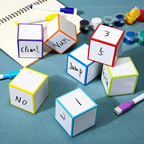 8 Pcs Dry Erase Blocks Set Dry Erase Blank Foam Dice Dry Erase Cubes ...