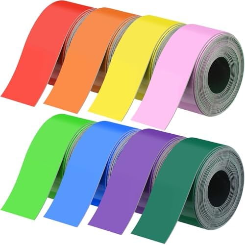 8 Pcs Dry Erase Magnetic Strips for Classroom, 2 in x 9.8 ft Colorful ...