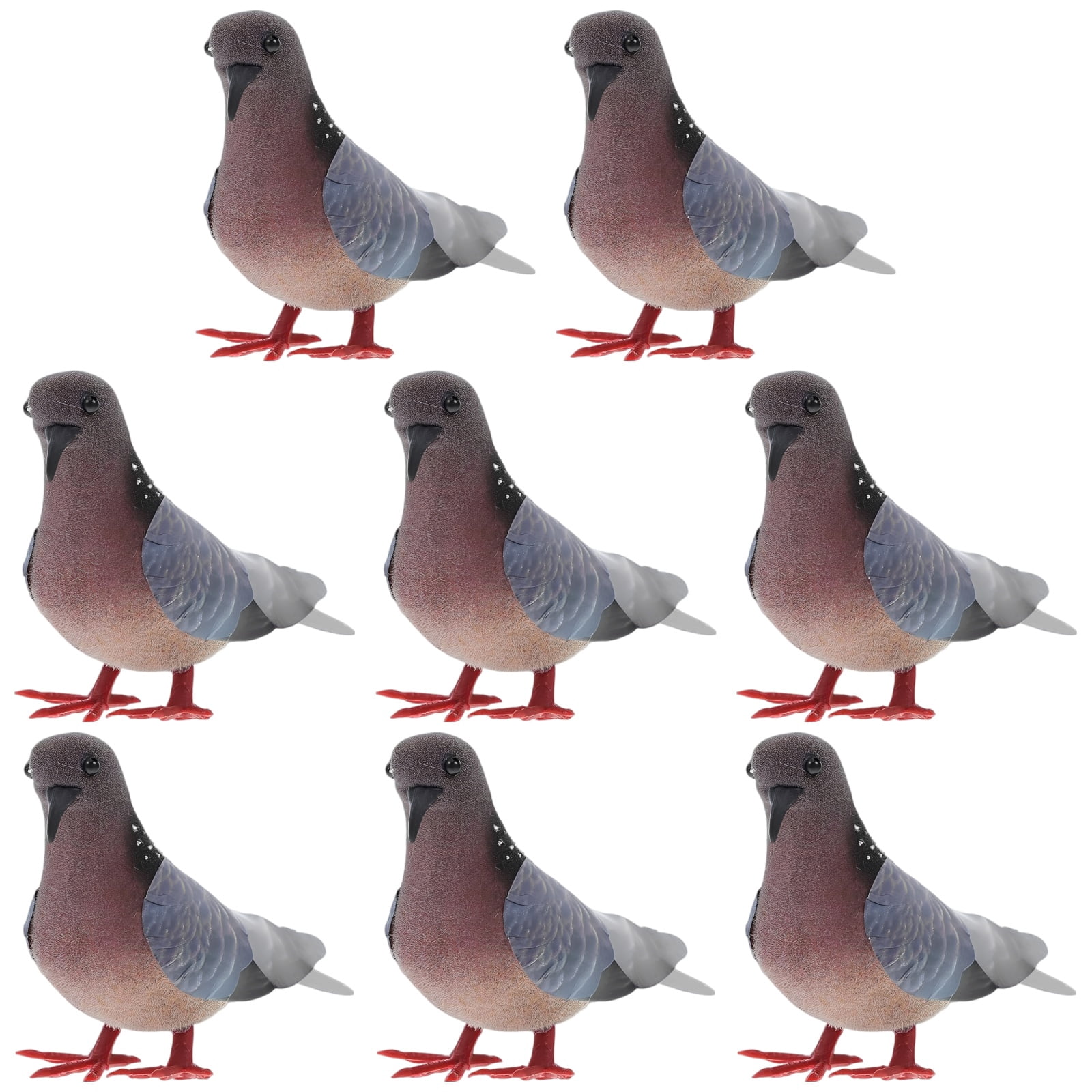 8 Pcs Fake Pigeons, Artificial Birds Realistic Foam Models with Painted ...