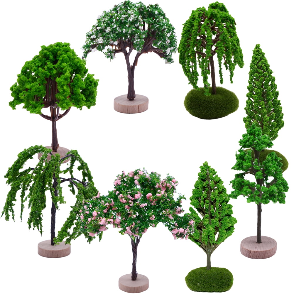 8 Pcs Fake Tree Architecture Model Greenery Decor Artificial - Walmart.com