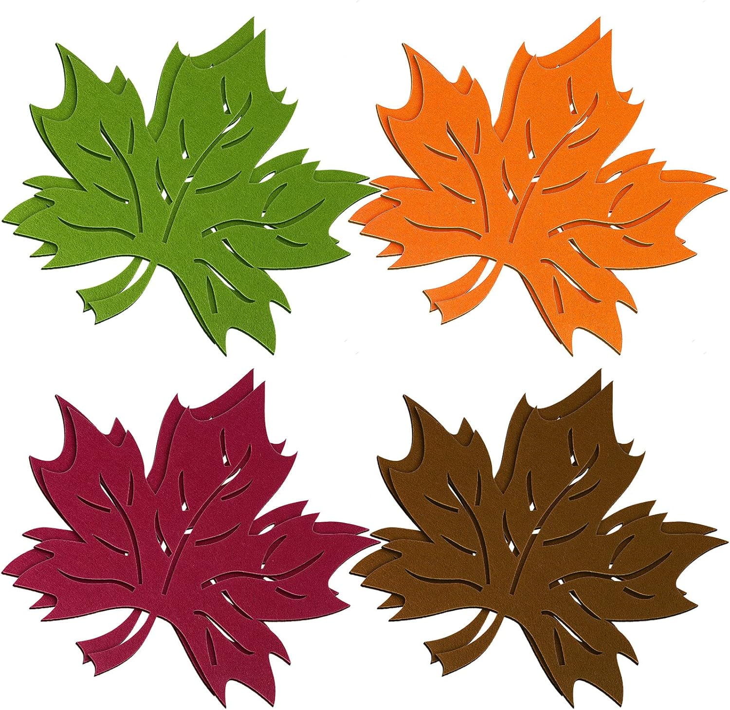 8 Pcs Fall Maple Leaf Placemats Thanksgiving Harvest Maple Leaf Shaped ...