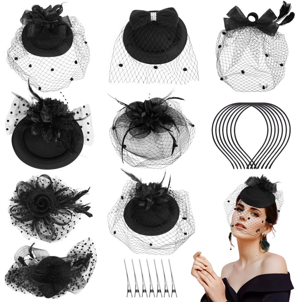 8 Pcs Fascinators Hats Tea Party Hats for Women Girls,Flower Feathers ...