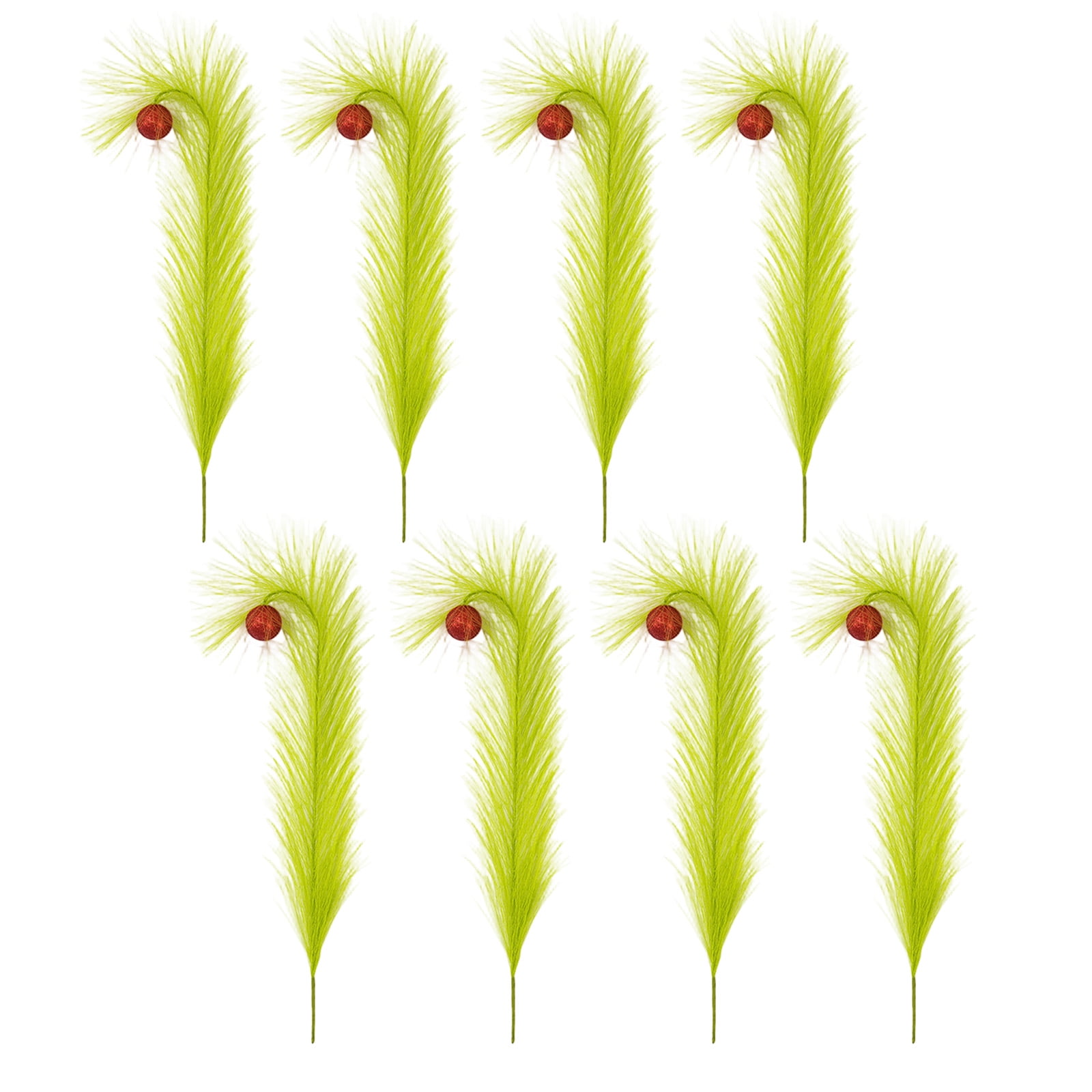 8 Pcs Faux Pampas Grass Christmas Decorations, Dense Furry Branches ...