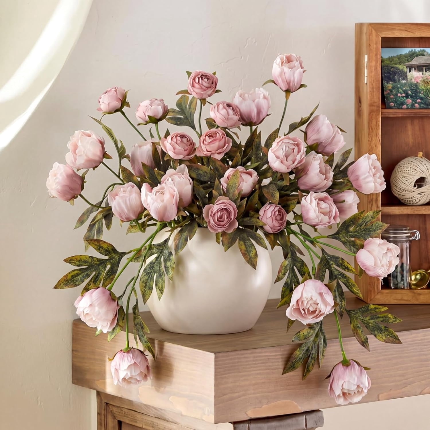 8 Pcs Faux Peony Stems Artificial Silk Peonies with Large and Small ...