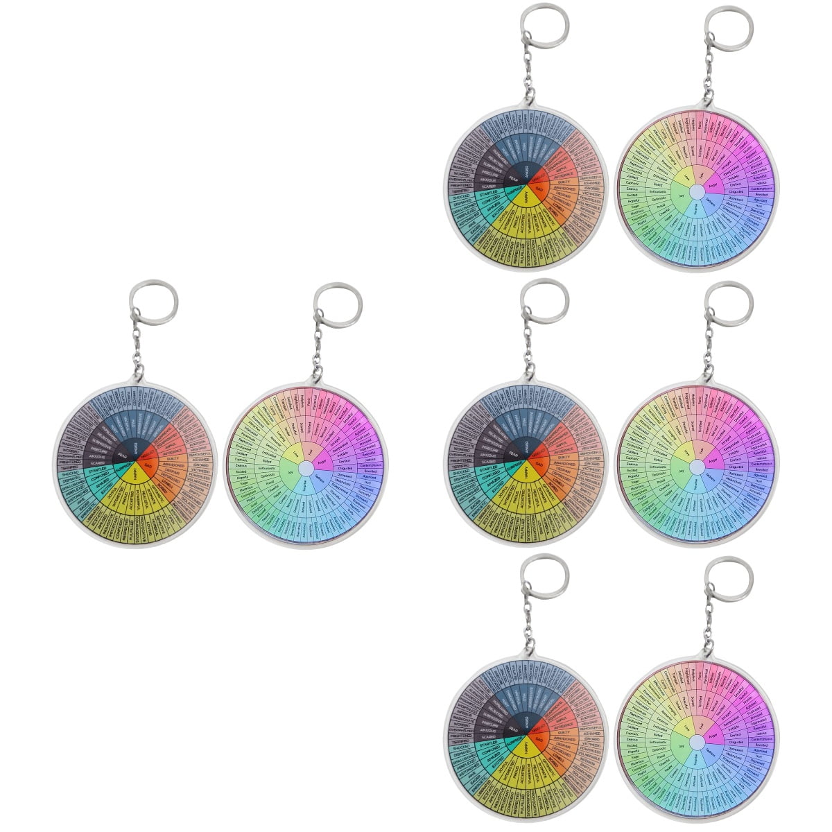 8 Pcs Feeling Wheel Key Ring Emotion Wheel Keychain Portable Feeling ...