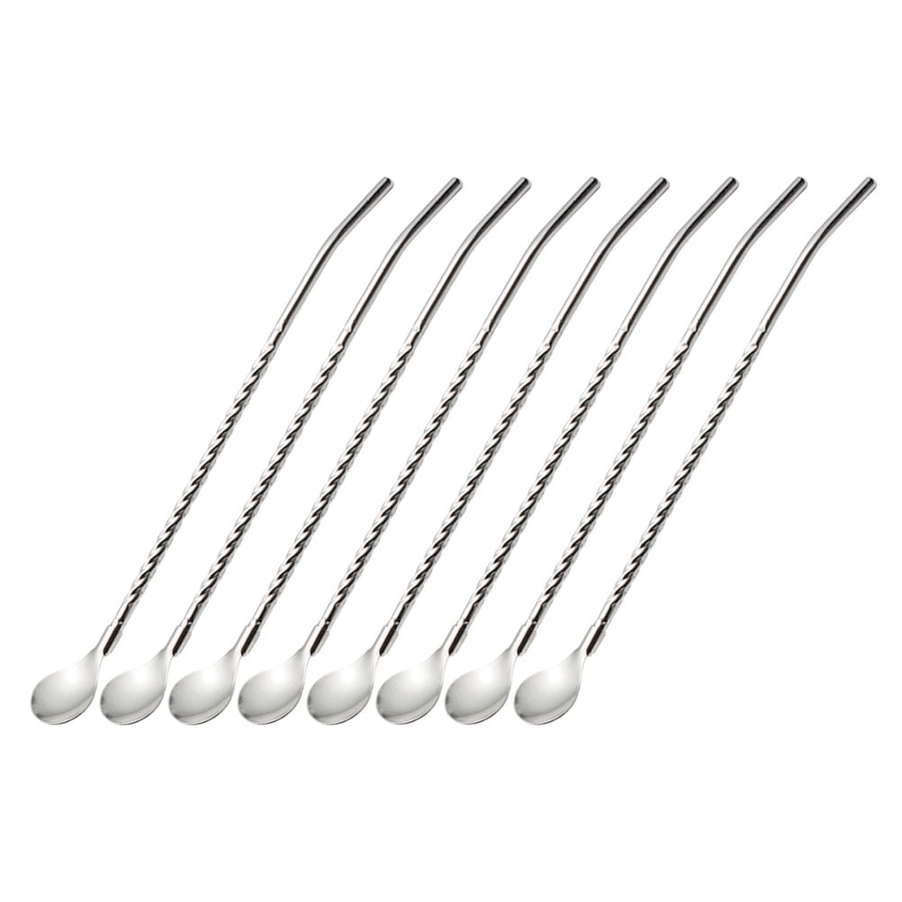 8 Pcs Flatware Yerba Mate Bombilla Straw Stainless Steel Spoon Tea ...
