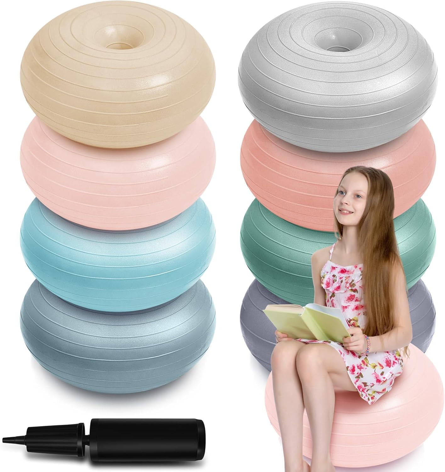 8 Pcs Flexible Seating for Classroom 16. 8 Inch Inflatable Yoga Ball ...