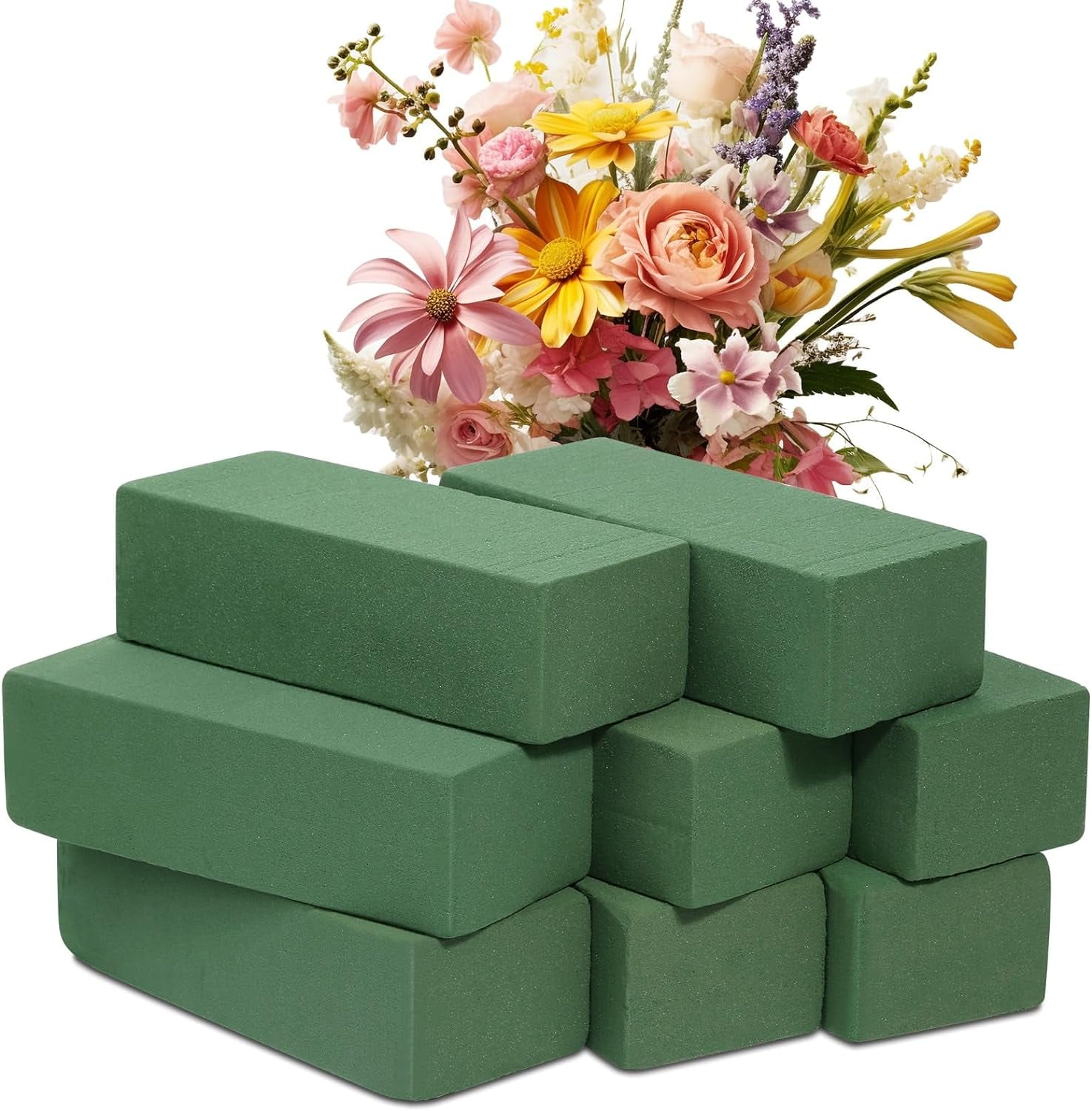8 Pcs Floral Foam Blocks for Flower Arrangement (7.8” L x 3.5” W x 2.4 ...