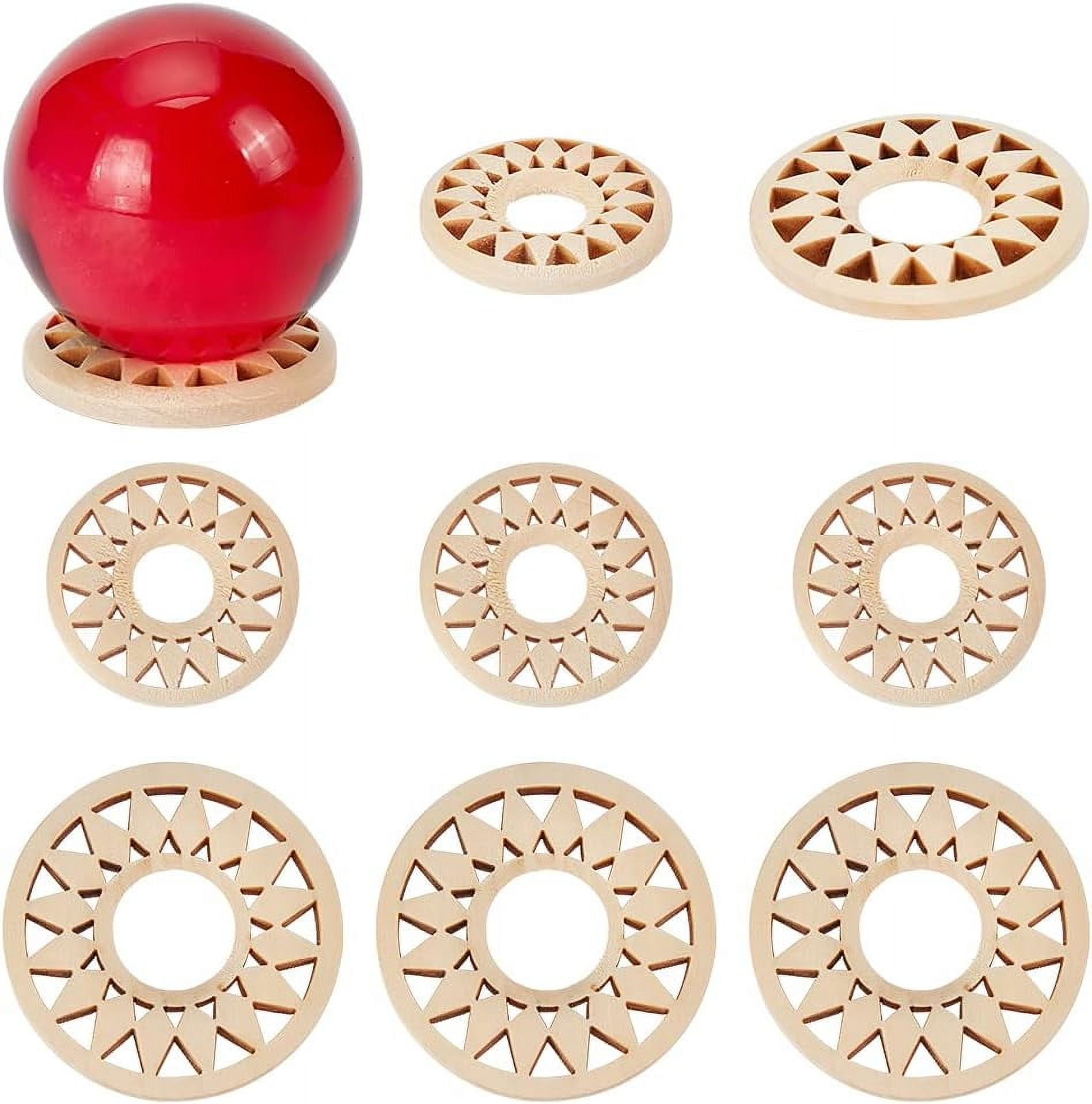 8 Pcs Flower Wood Shere Holder Crystal Stand 2 Style Hollow Wooden ...