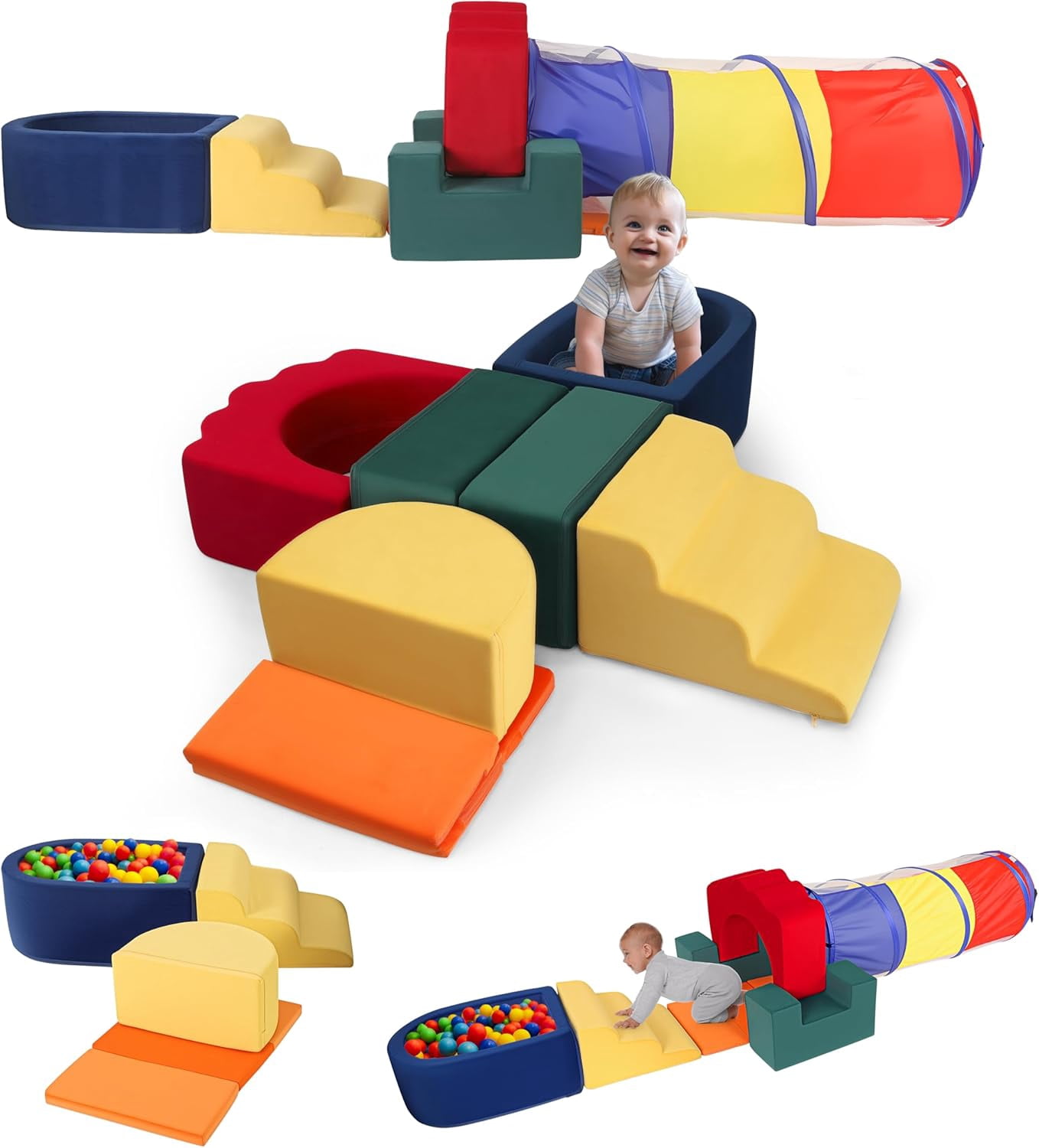 8 Pcs Foam Climbing Toys Set for Toddlers Aged 1-3, Baby Foam Climbing ...