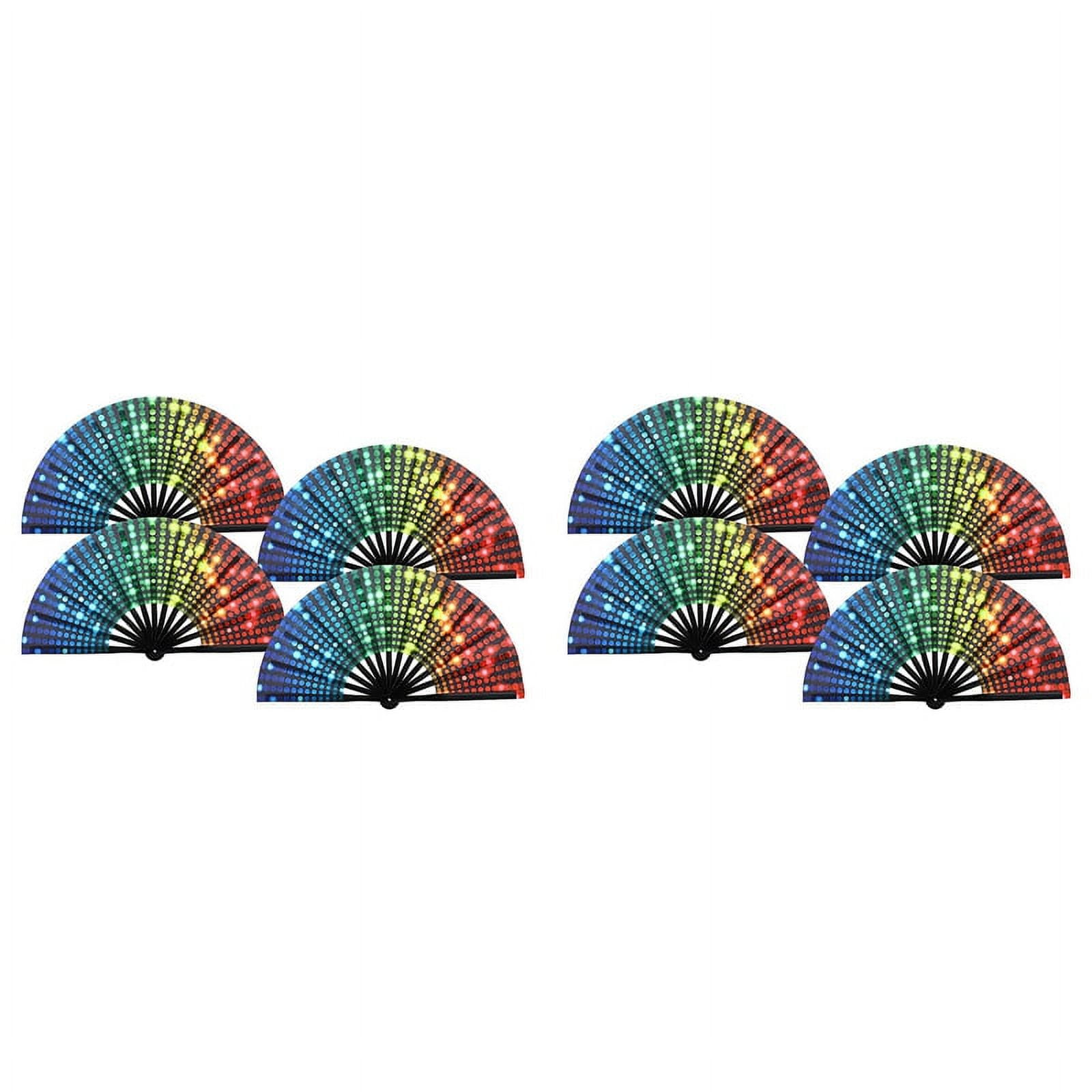 8 Pcs Foldable Fan Rainbow Sequins Pride Handheld Fan for Adults Drag ...