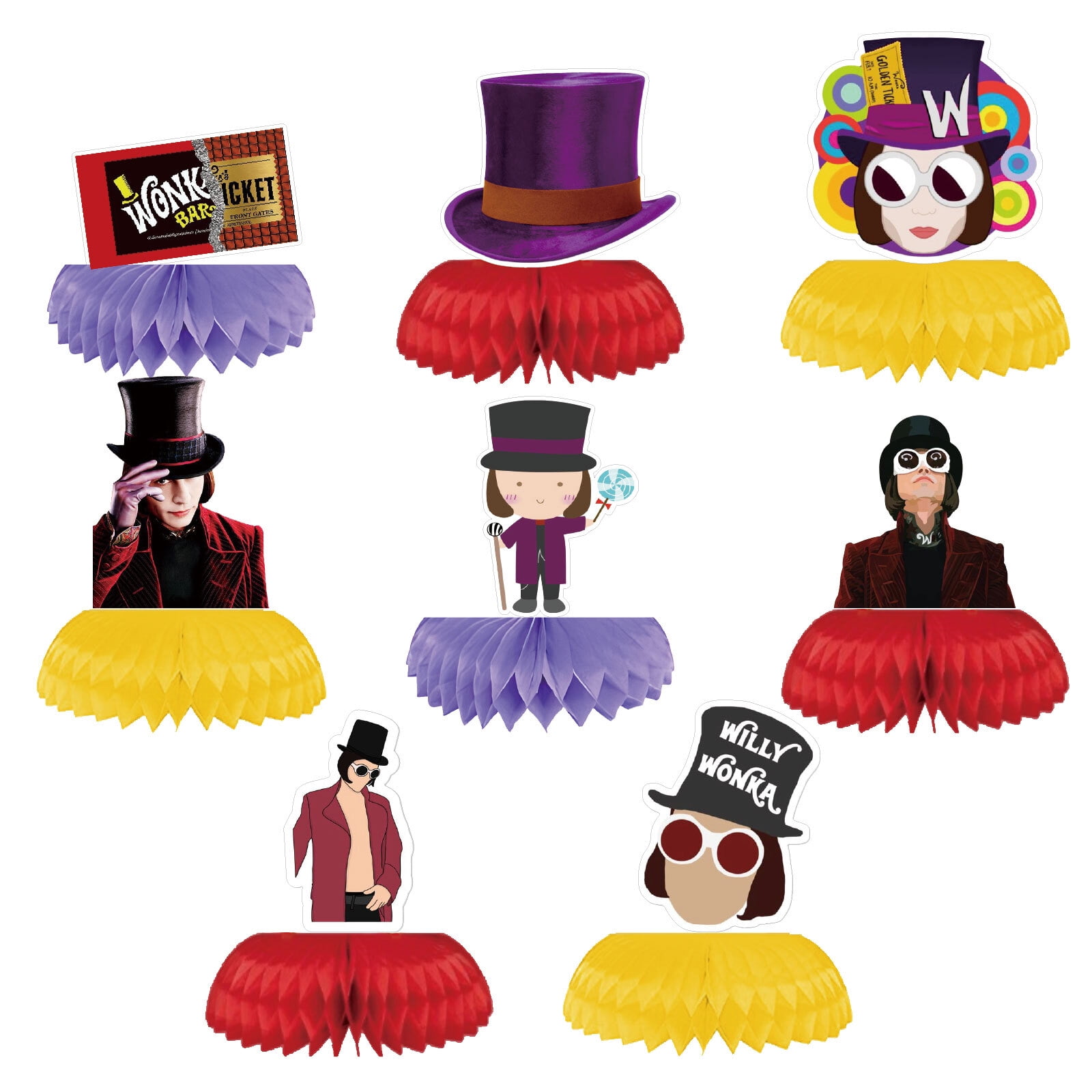 8 Pcs For Willy Wonka-Themed Honeycomb Centerpieces - Cartoon Table ...