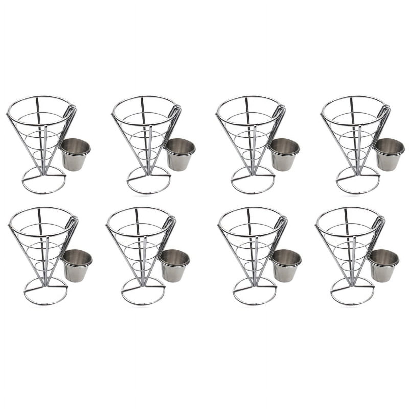 8 Pcs French Fries Stand Cone Basket Fry Holder with Dip Dishe Cone ...