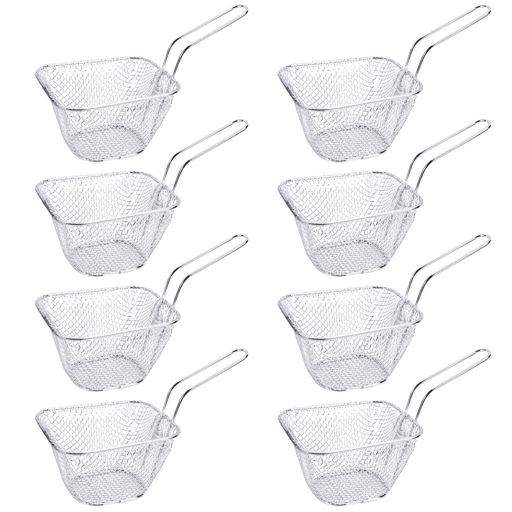 8 Pcs French Fry Basket Strainer Mesh Food Fried Sink Filter Round Tray ...