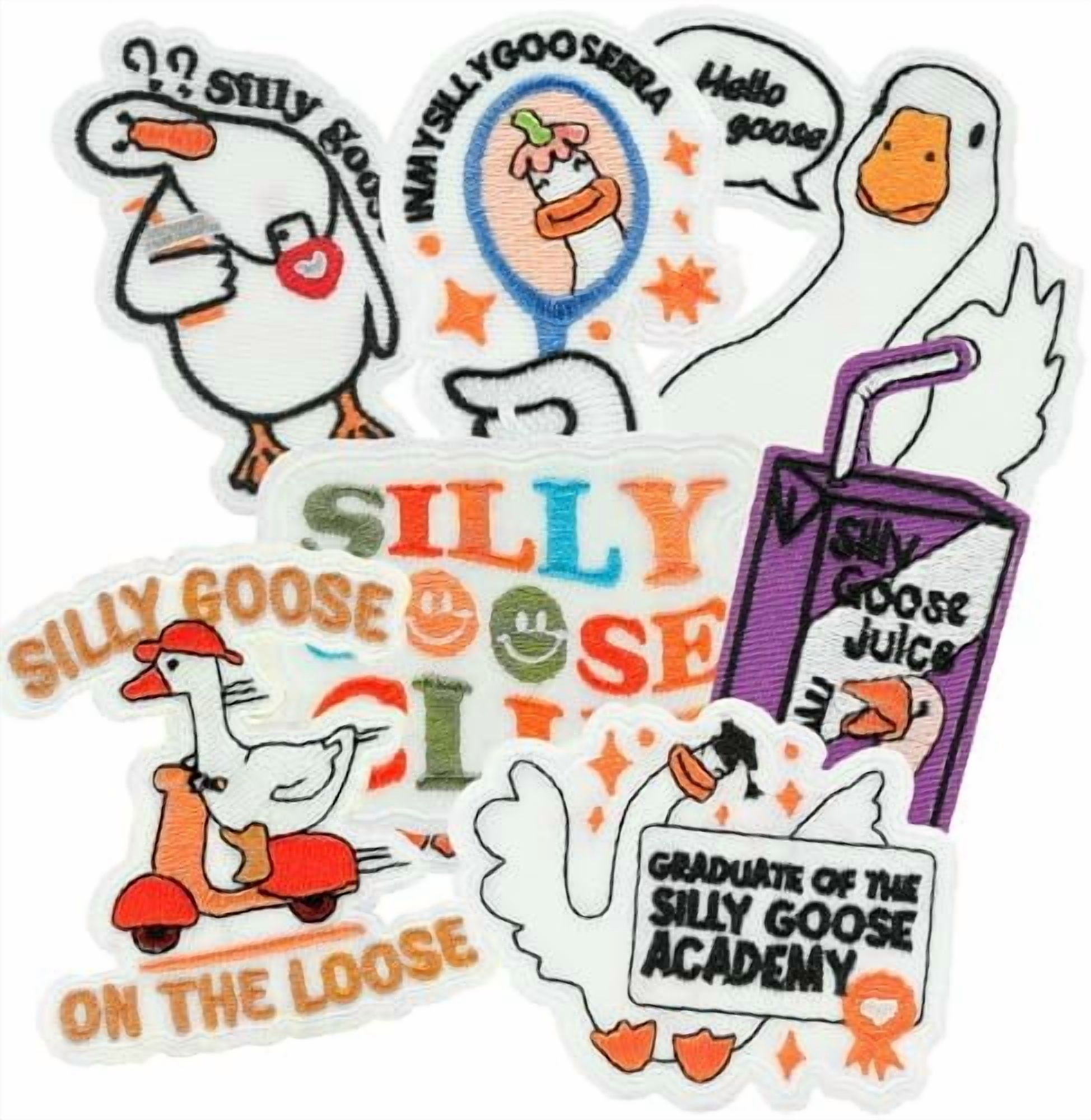 8 Pcs Funny Goose Iron on Patches, Cute Cartoon Animal Meme Patches ...