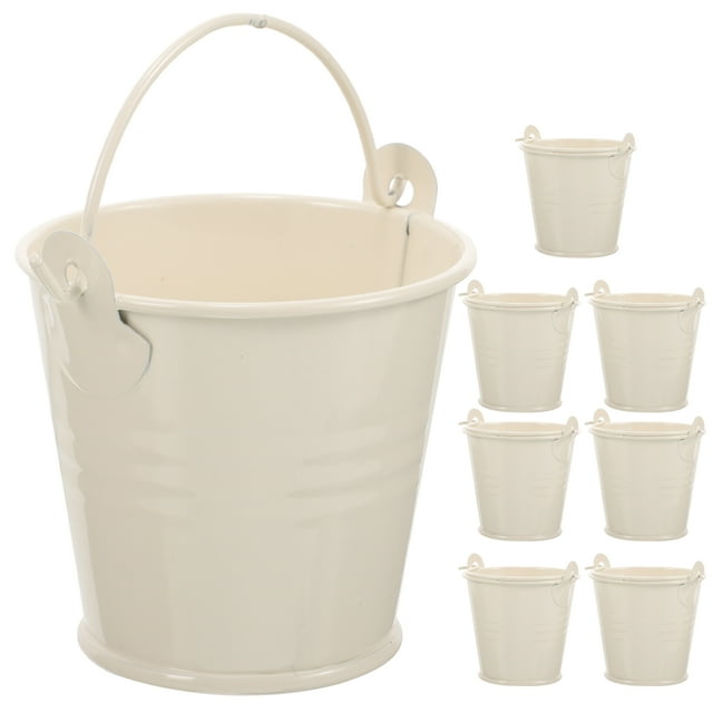 8 Pcs Garbage Pail Small Iron Buckets Small Flower Bucket Tinplate ...