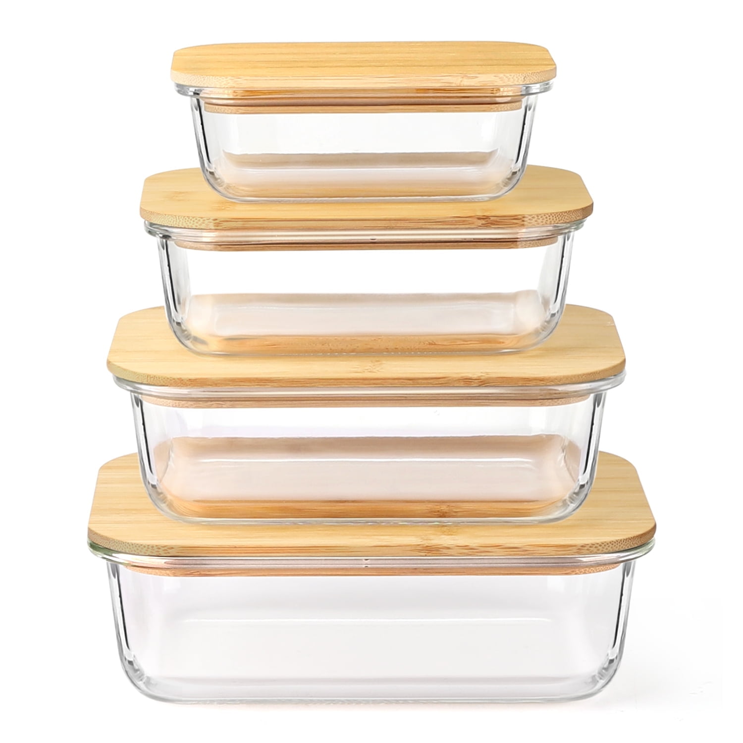 8 Pcs Glass Food Storage Containers with Bamboo Lids, Meal Prep Glass ...