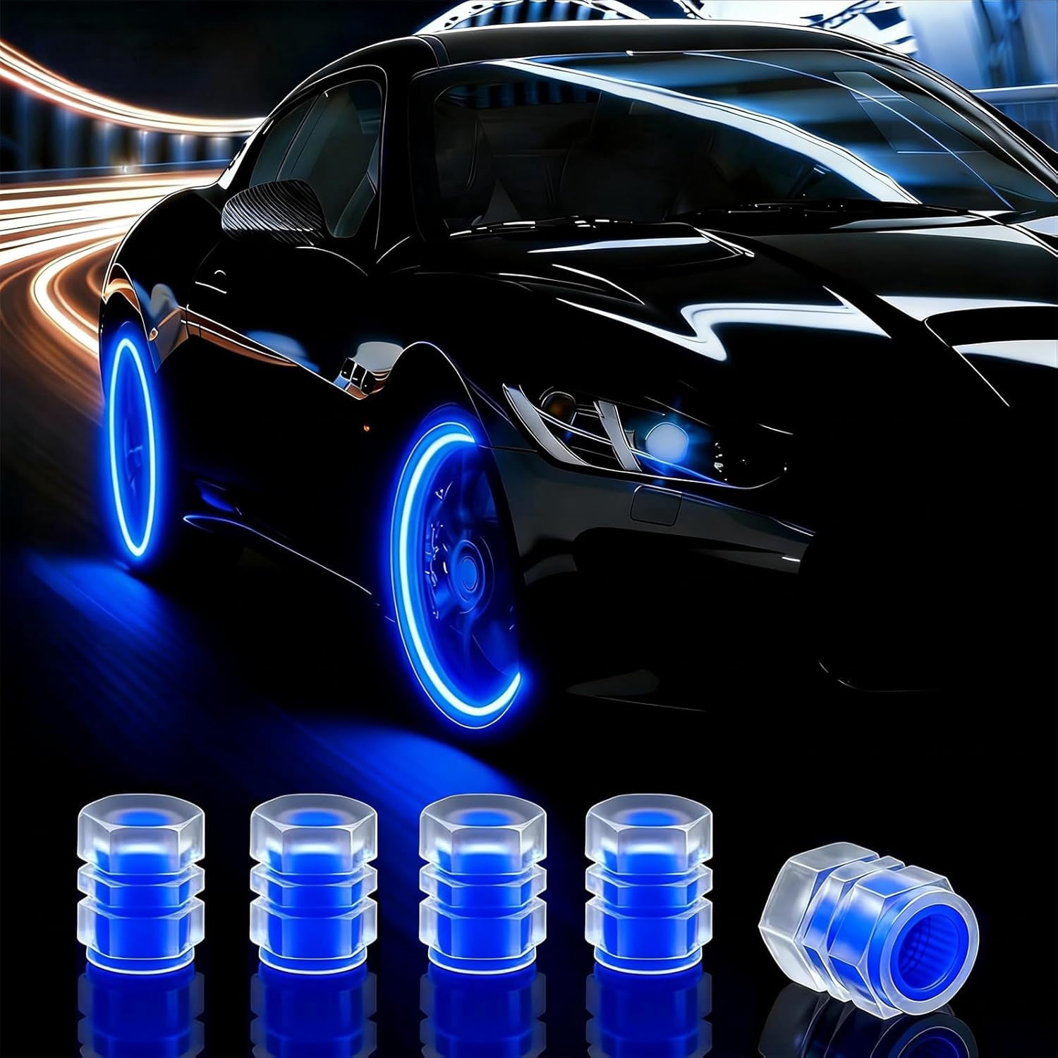 8 Pcs Glow in The Dark Tire Valve Caps Fluorescent Tire Valve Stem Caps ...
