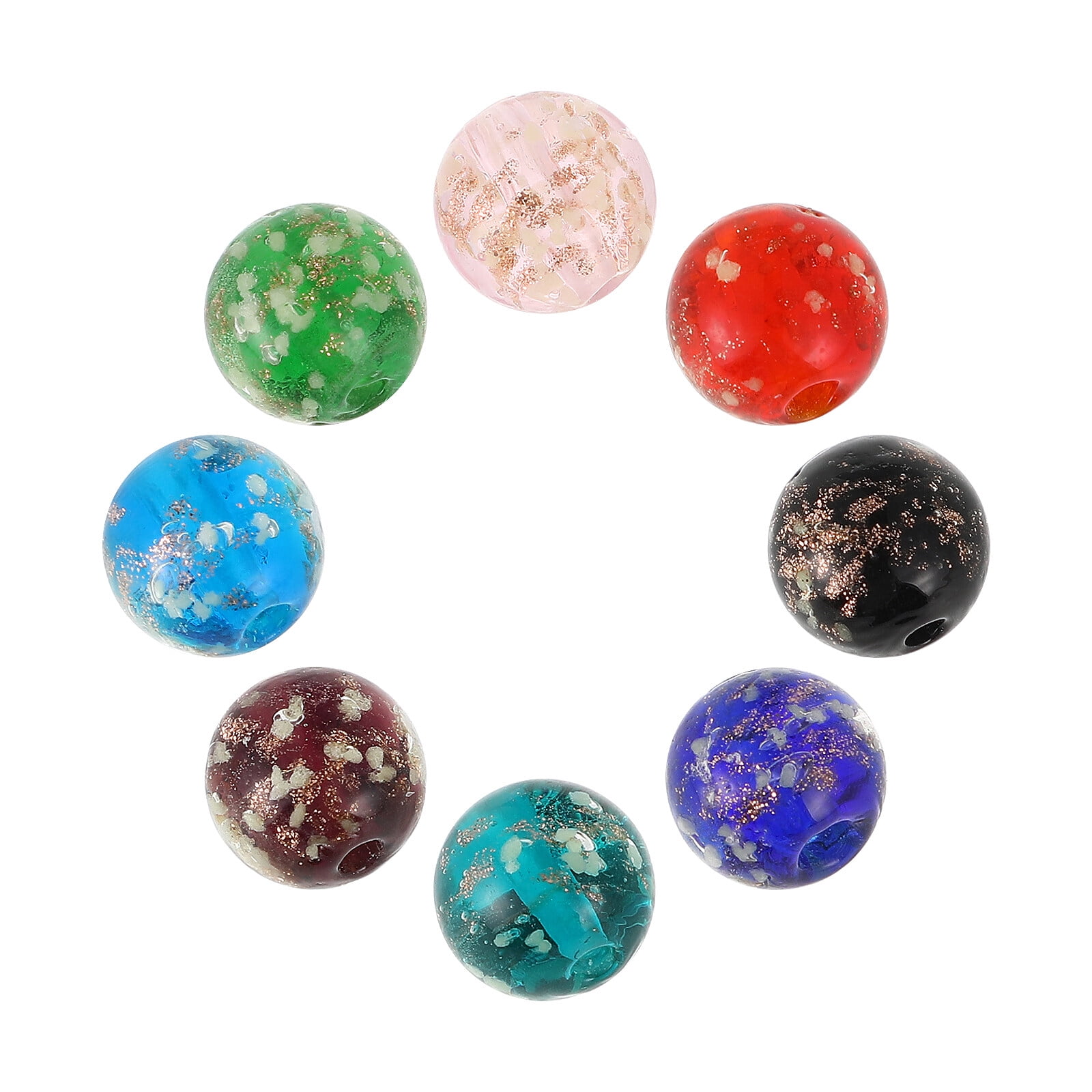 8 Pcs Glow in The Dark Beads Luminous Crackle Glass Beads Round Beads ...