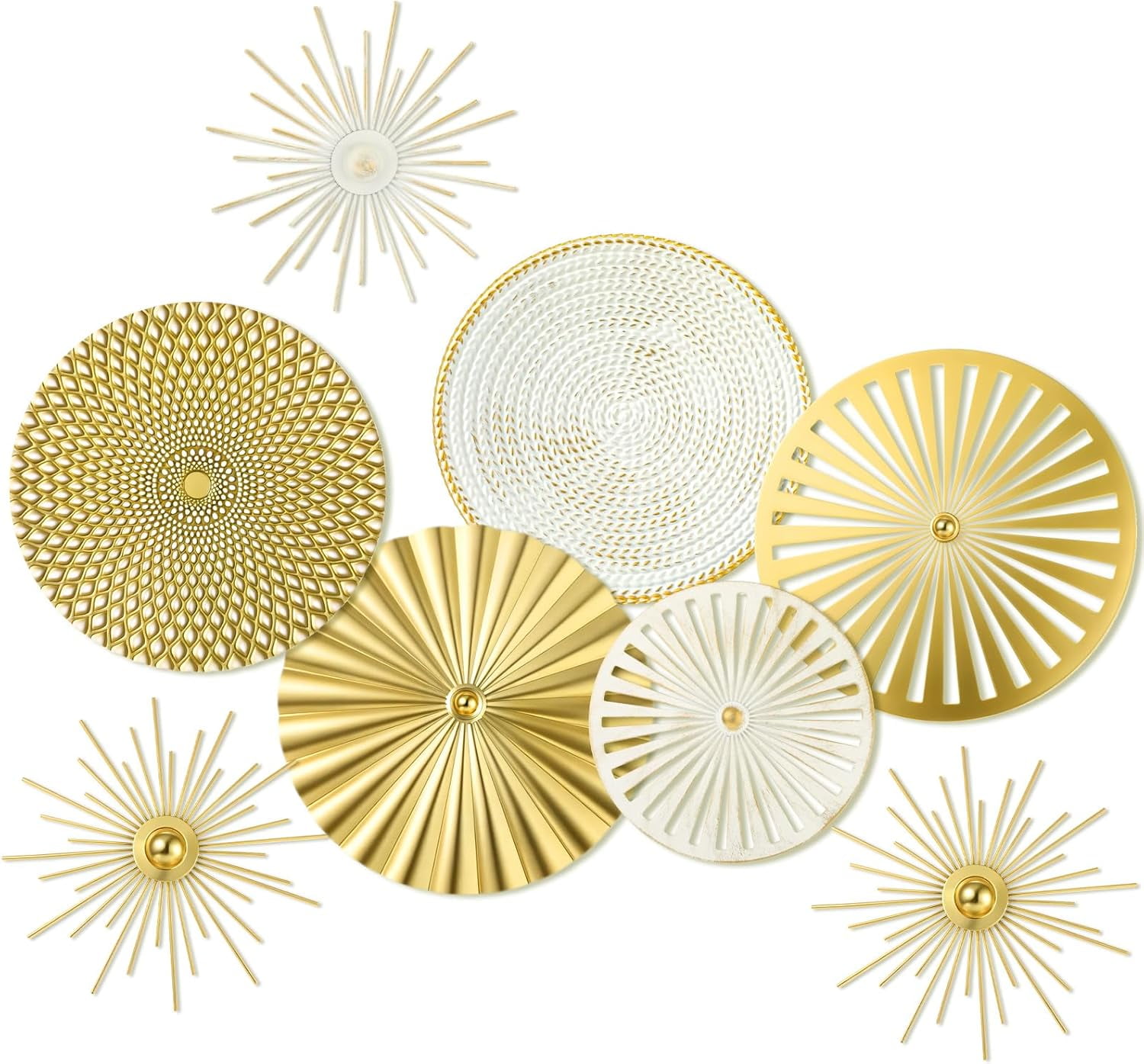 8 Pcs Gold Wall Decor Modern Metal Decor Metal Starbursts Radial Plate ...