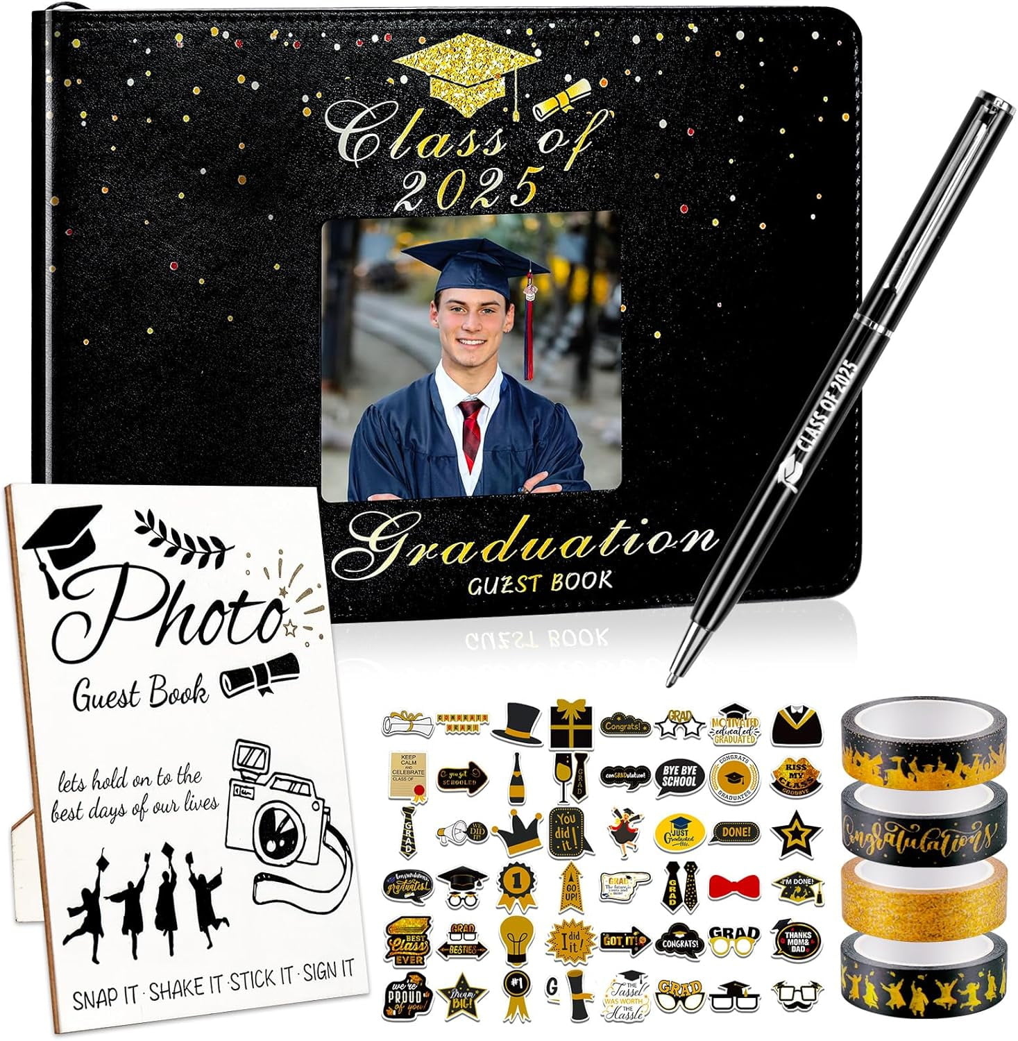 8 Pcs Graduation Guest Book 2025, Graduation Photo Guest Book Sign with ...