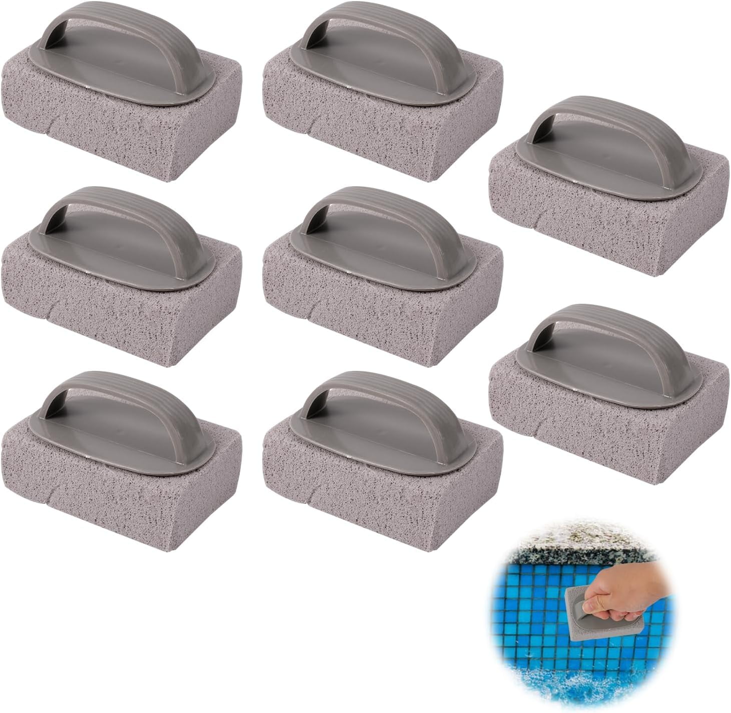 8 Pcs Hand-Held Pool Pumice Stones,Pumice Stone for Pool Cleaning, Tiles,Block Swimming Grout ...