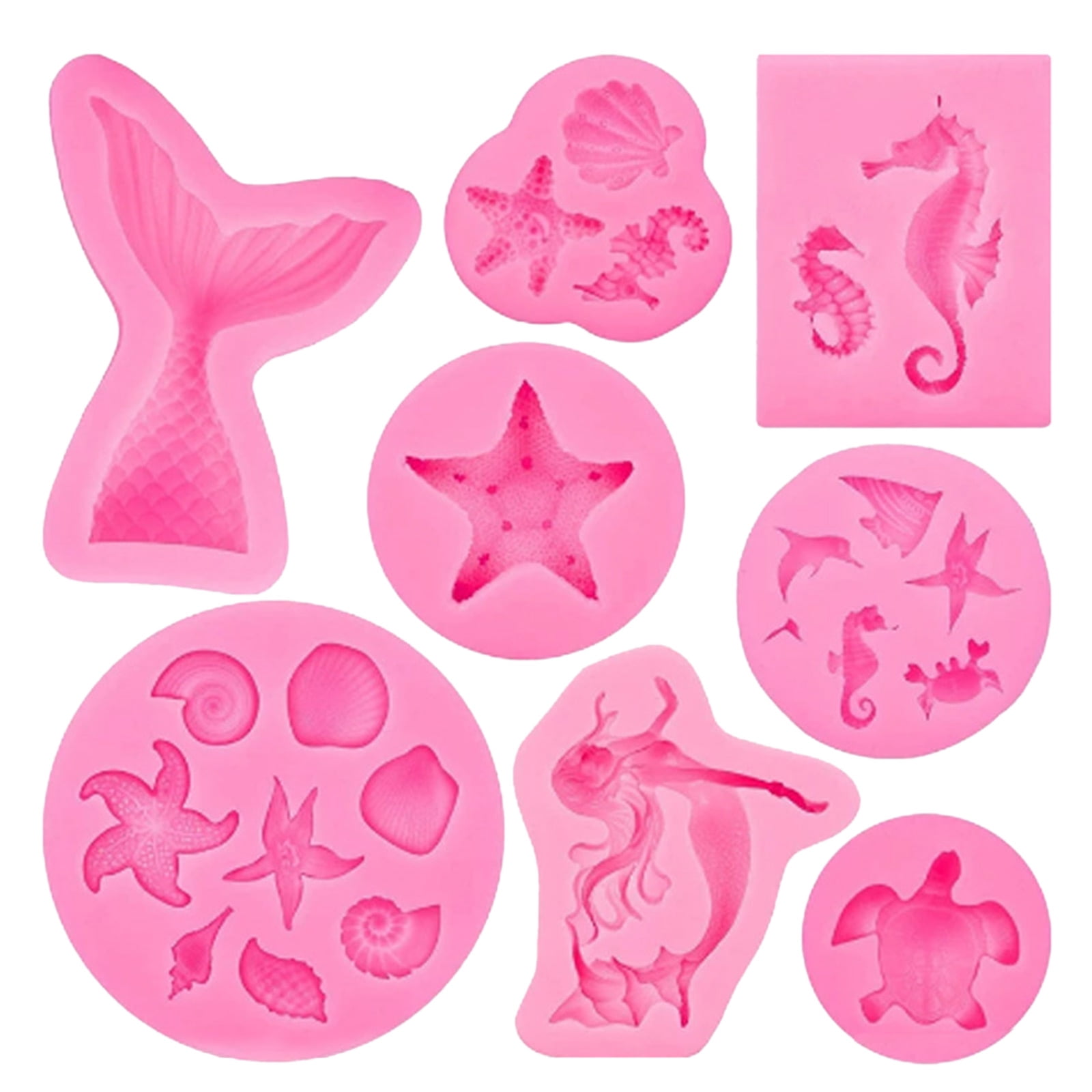 8 Pcs Handmade Silicone Fondant Mold Fish Theme Chocolate Candy Sugar ...