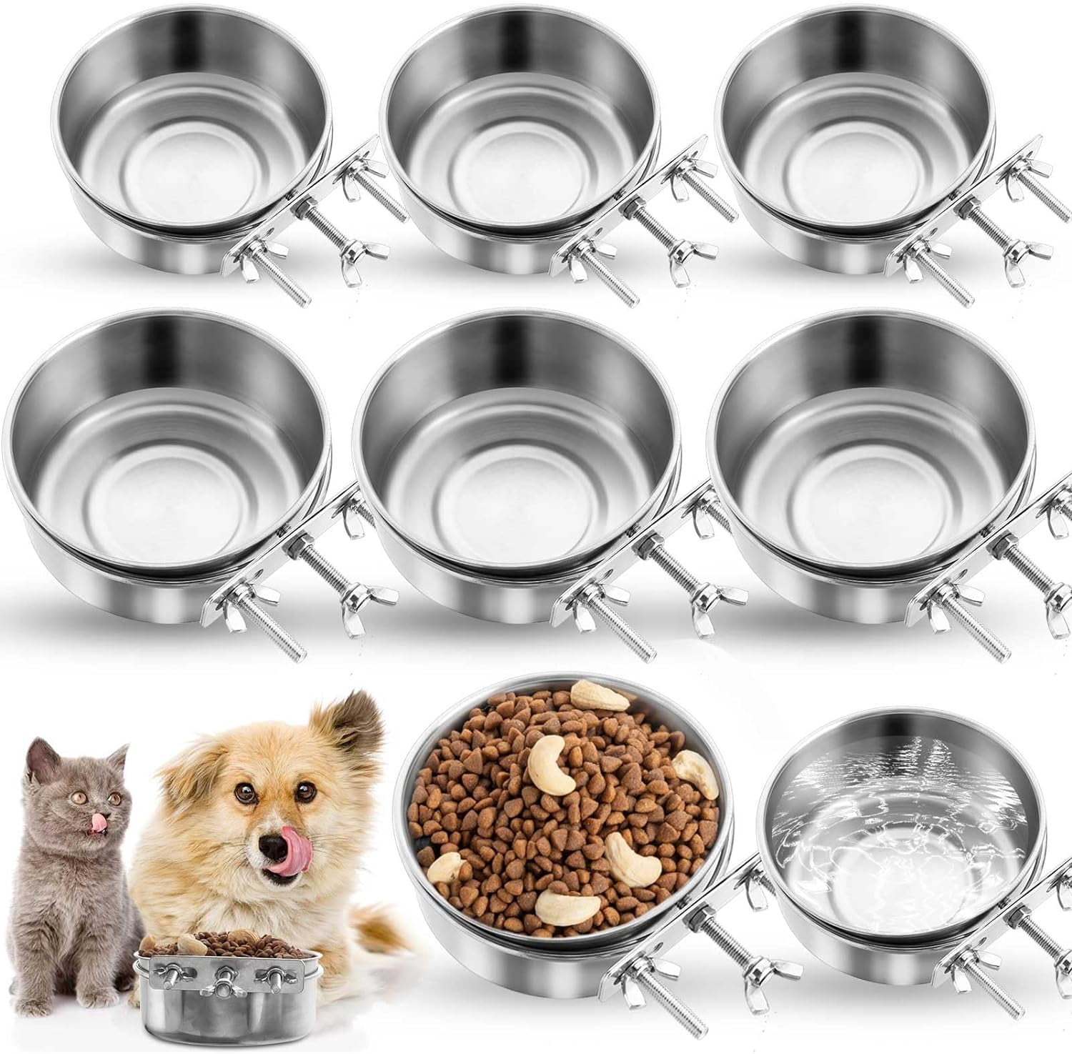 8 Pcs Hanging Dog Spill Crate Water Kennel Bowl Bulk Mountable ...