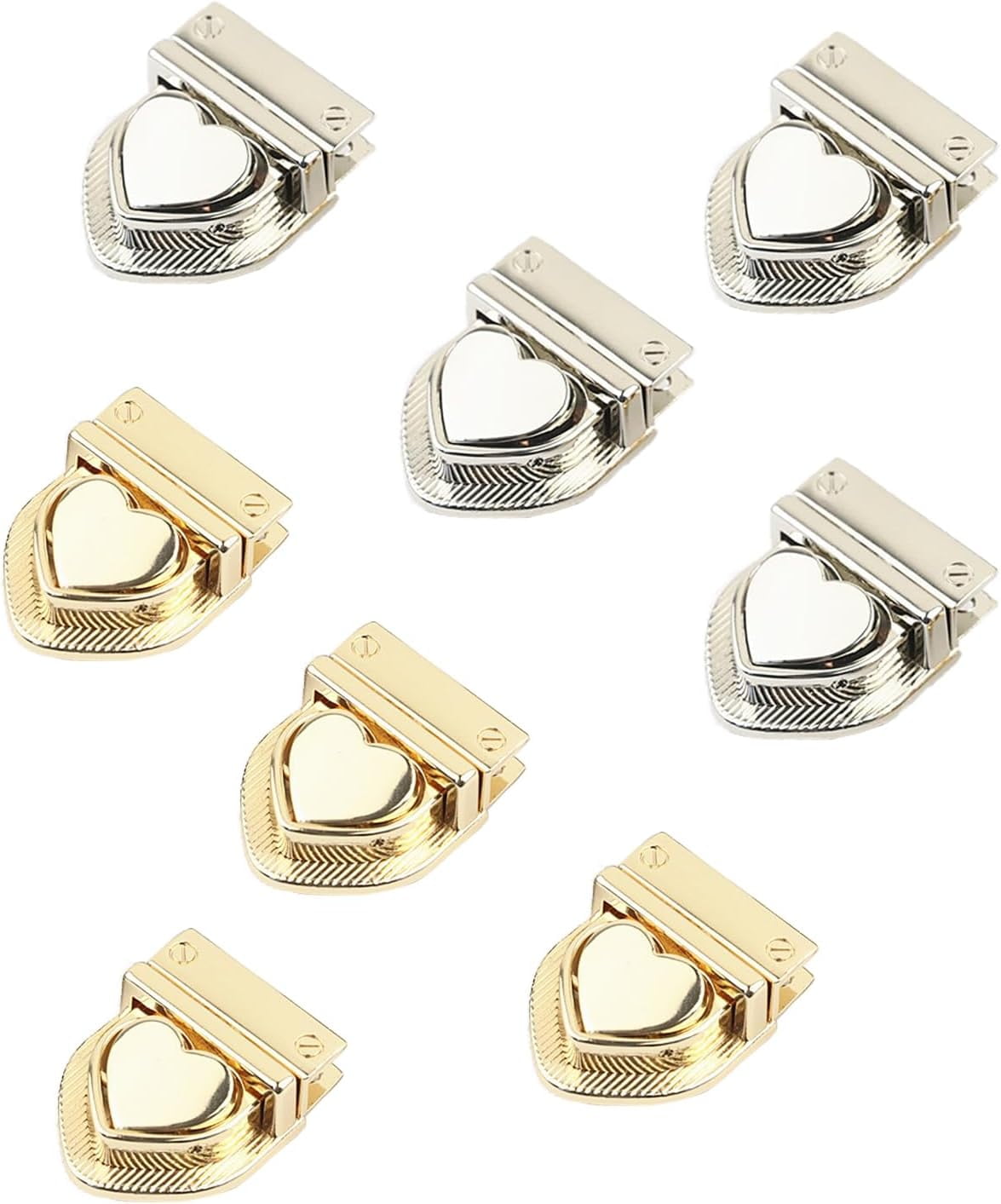 8 Pcs Heart Tuck Lock Clasp Catch, Purse Thumb Buckle Classic Glossy ...