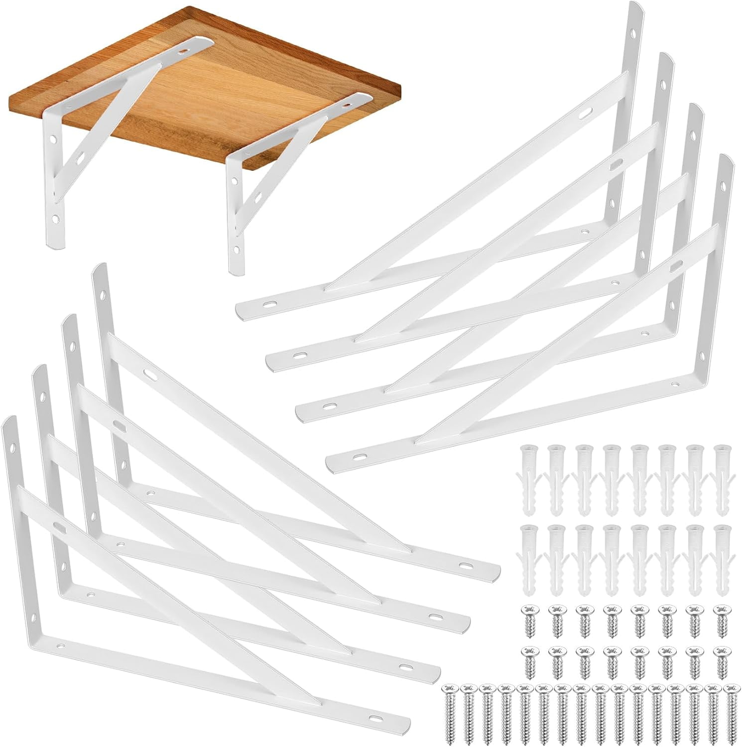8 Pcs Heavy Duty Shelf Brackets, Floating Metal Shelf Brackets, L ...