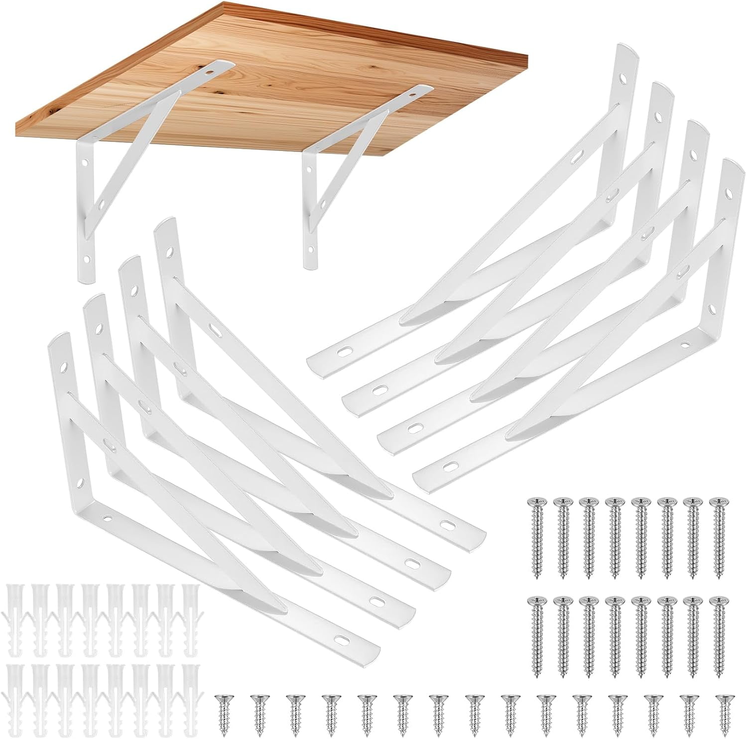 8 Pcs Heavy Duty Shelf Brackets, Floating Metal Shelf Brackets, Metal ...