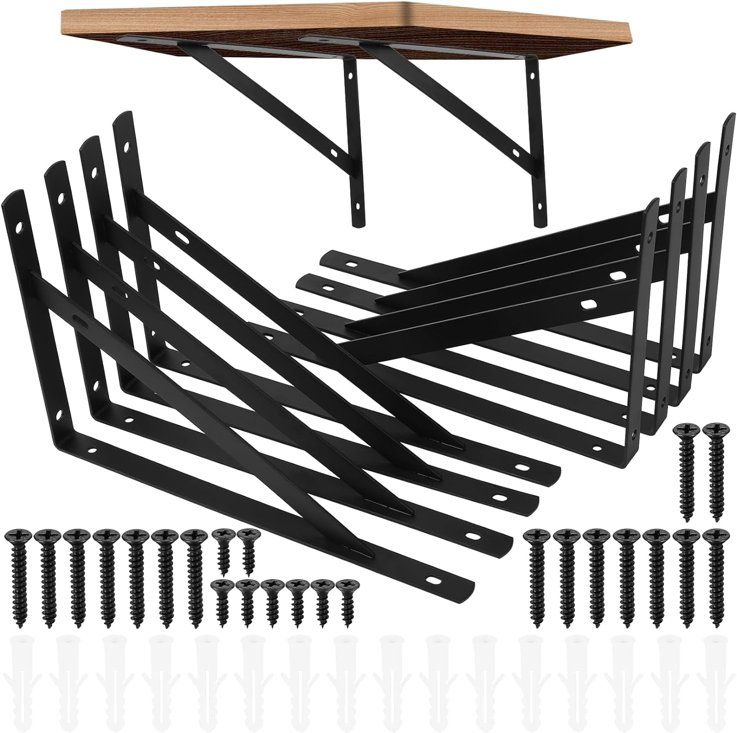 8 Pcs Heavy Duty Shelf Brackets, Floating Metal Shelf Brackets, Metal ...