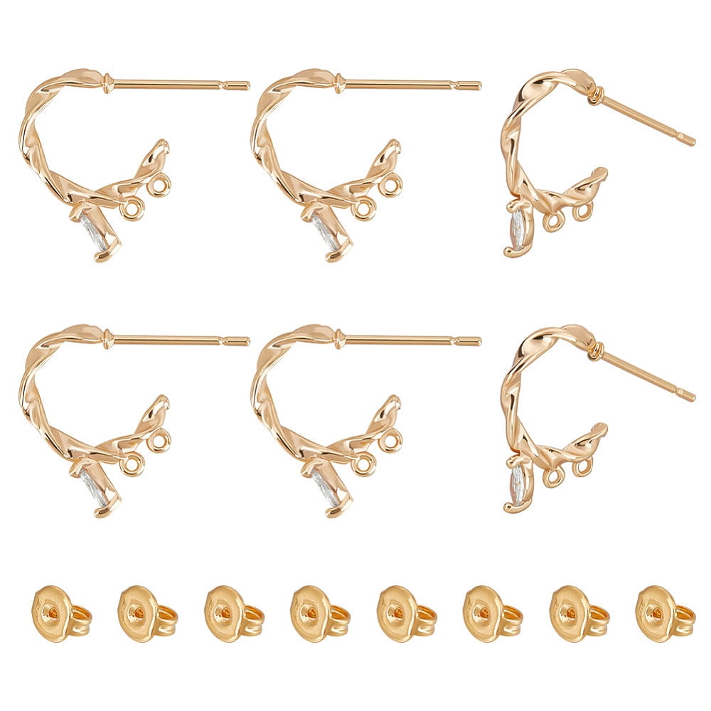 8 Pcs Horse Eye Cubic Zirconia Stud Earring Findings Brass Stud Earring ...