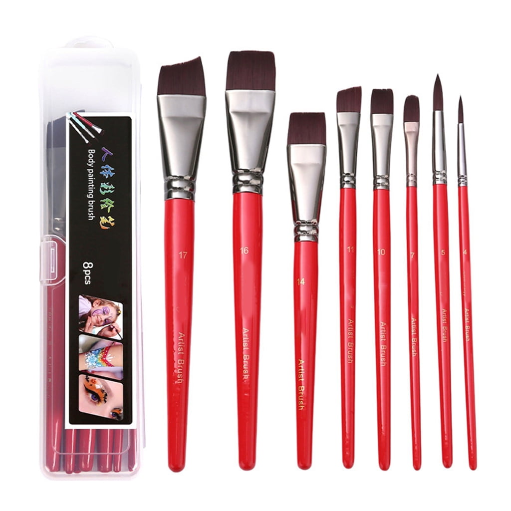 8 Pcs Human Body Paint Brushes Set Nylon Hair Paint Brush for Face Body ...