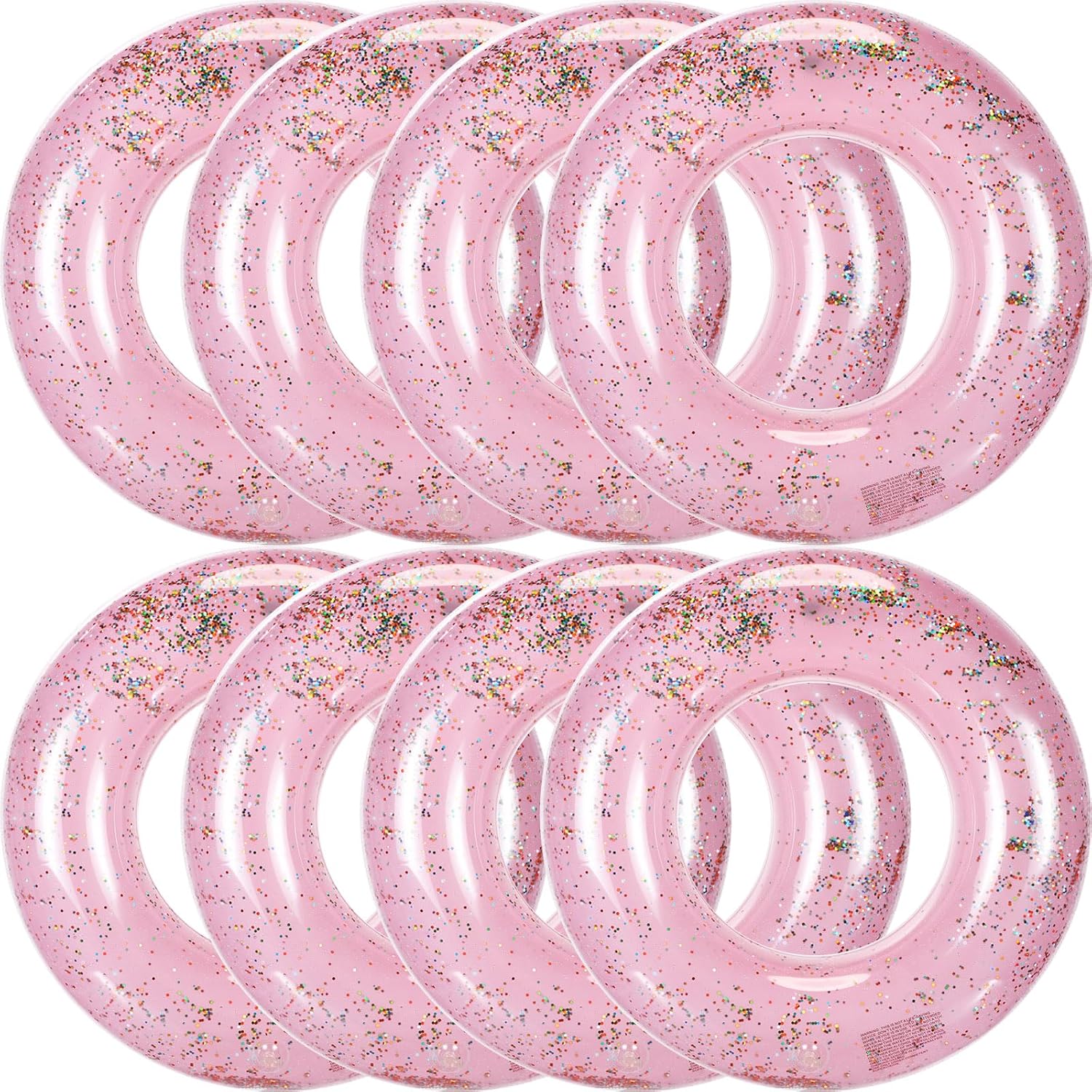 8 Pcs Inflatable Pool Floats Toys Swim Tubes Rings Inner Glitter Sequin ...